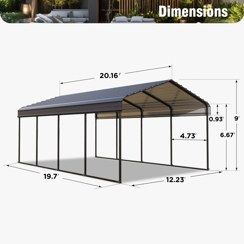Alphamarts 12 x 20 Ft Heavy Duty Carport with Removable Sidewalls ...