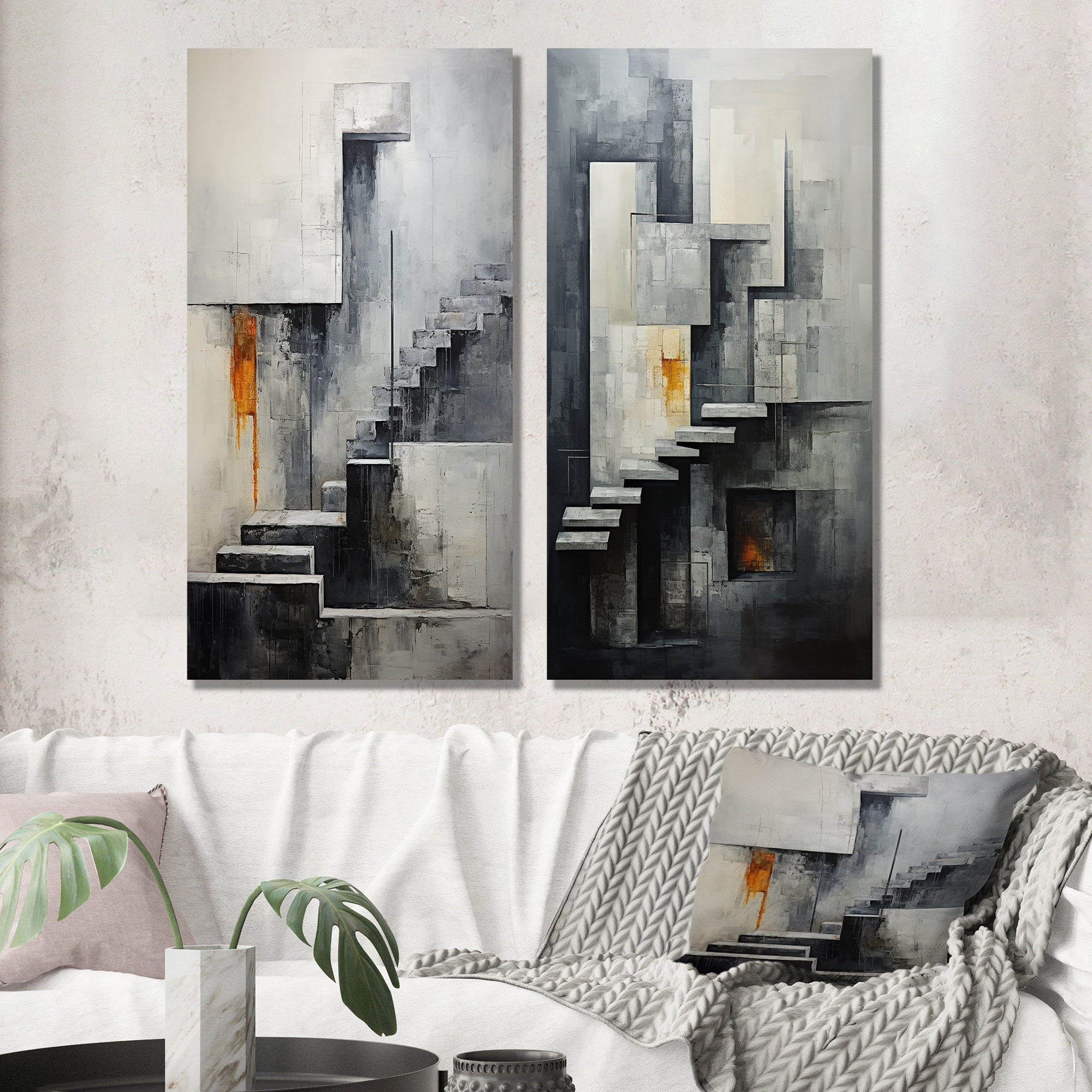 17 Stories Abstract Silver Staircase - Abstract Shapes Wall Art Prints ...