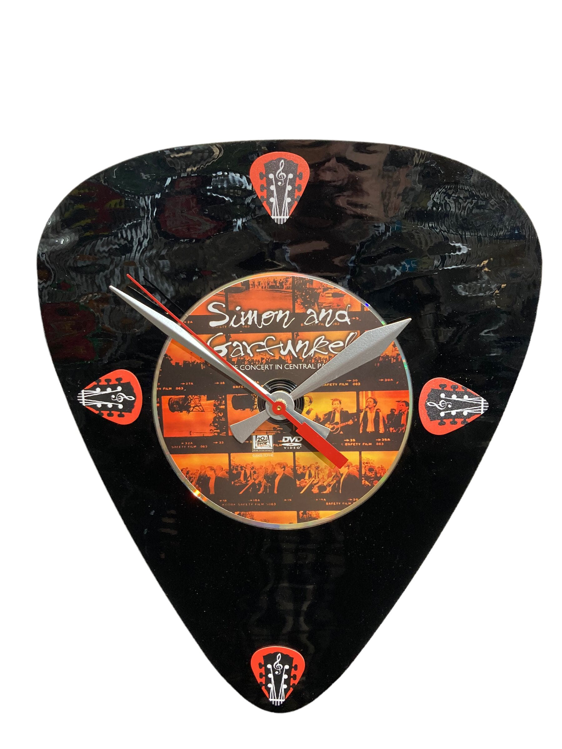 Rocking The Clock Simon & Garfunkel Art Glass Guitar Pick wall Clock ...