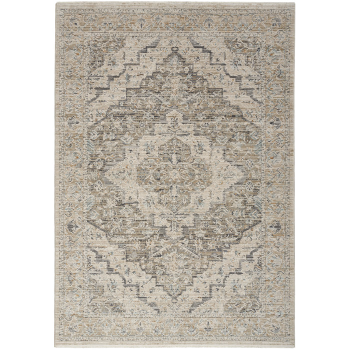 Canora Grey Gazzo Machine Woven Gray/Tan Rug | Wayfair
