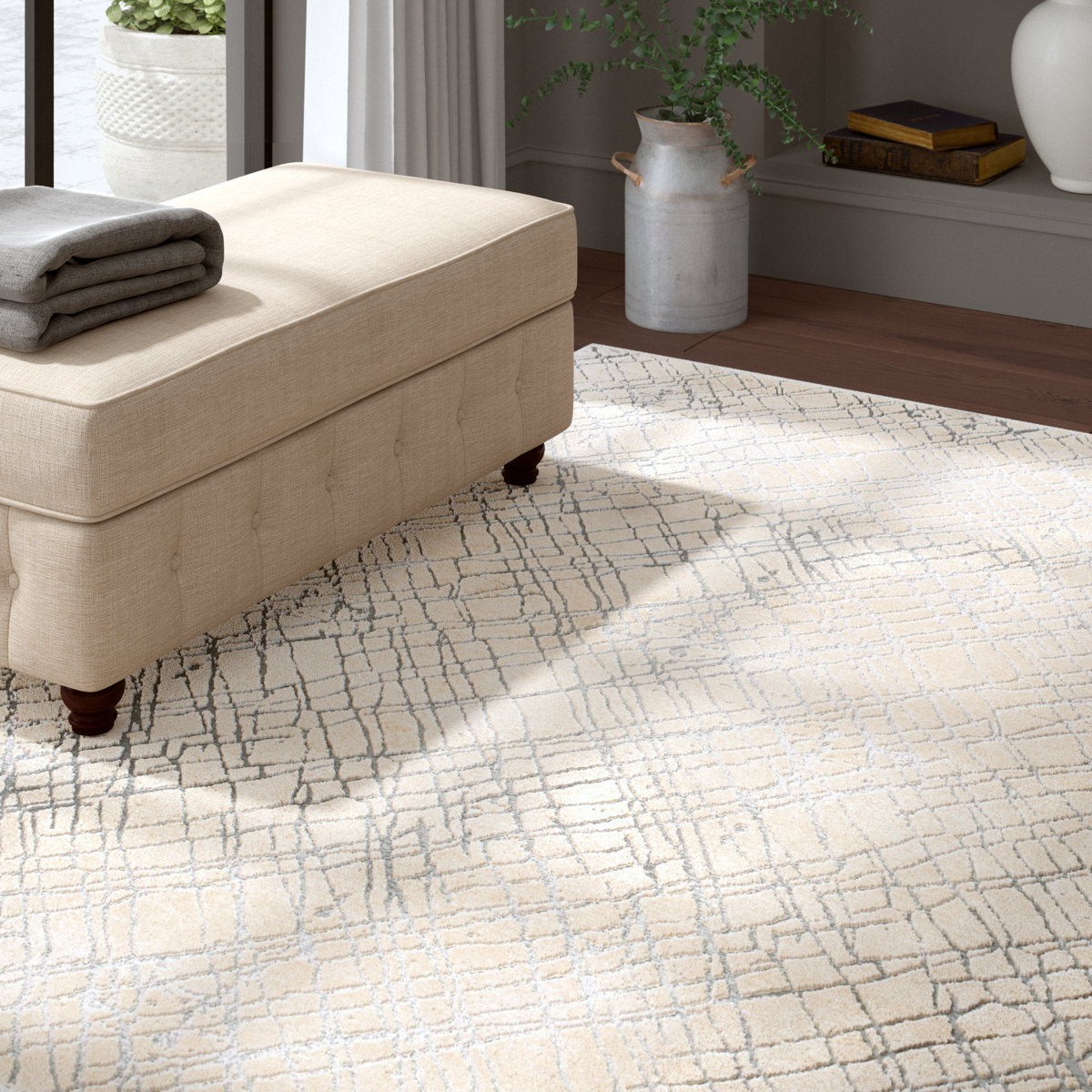 Greyleigh™ Bridgeton Abstract Gray/Cream Area Rug & Reviews | Wayfair