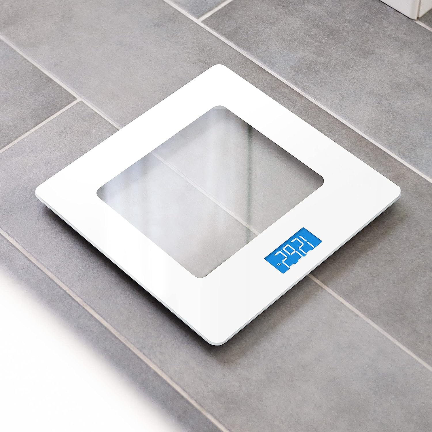 Greater Goods Glass White & Clear Digital Bathroom Scale, Backlit, Non ...