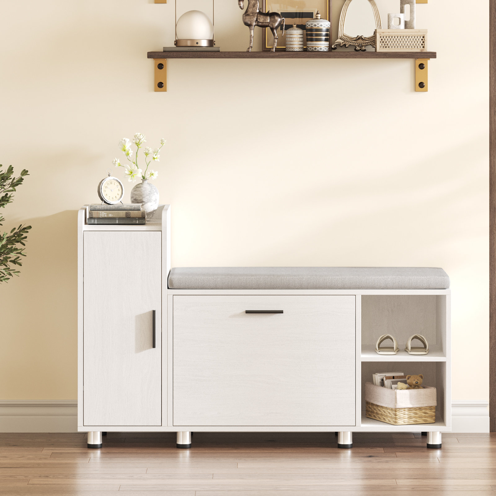 hosote Shoe Storage Bench With Flip Drawer Shoe Cabinet & Reviews ...