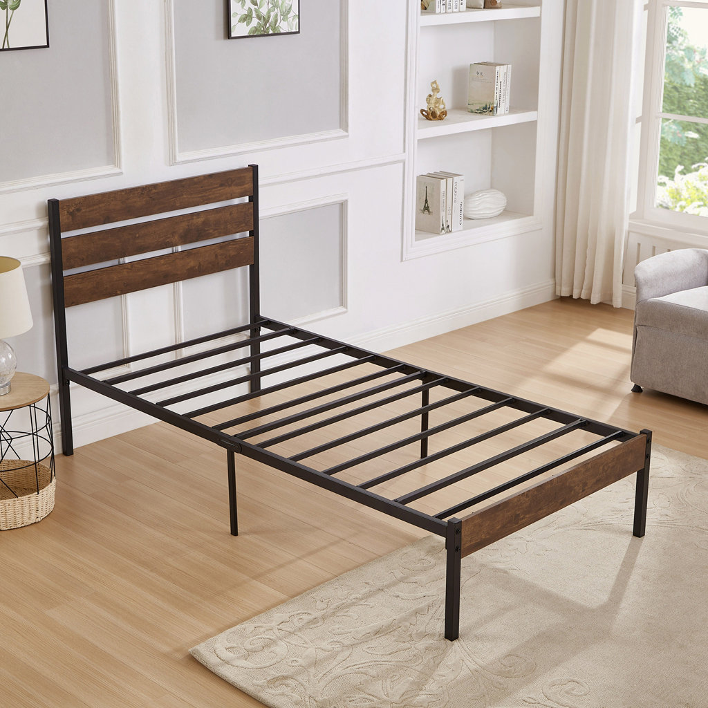 BASAT Bed Frame with Wood Headboard - Wayfair Canada