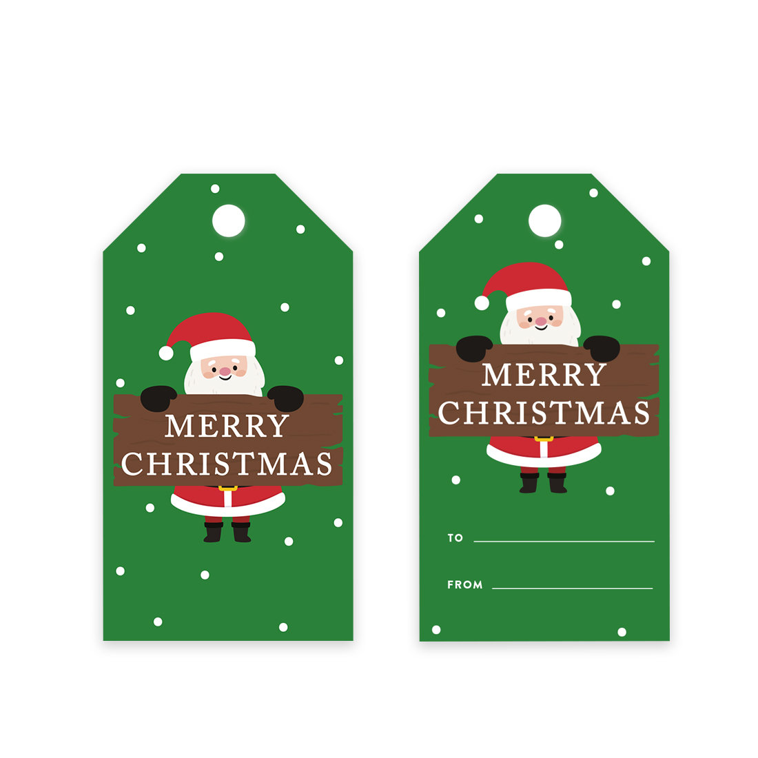 Charlton Home® Christmas Gift Tags Merry Christmas Santa Holding Sign ...