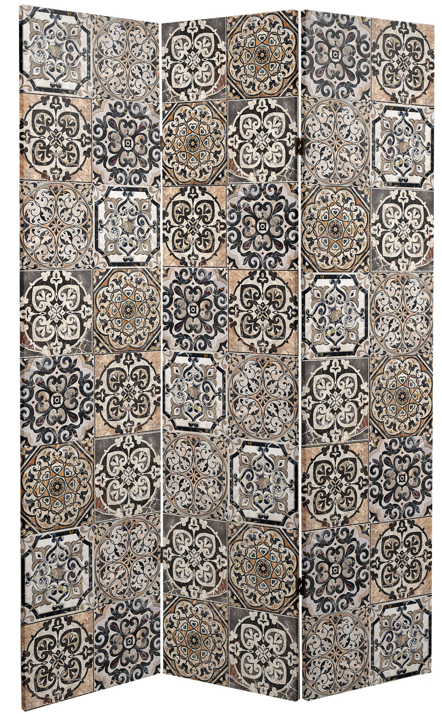 Oriental Furniture 6 Ft. Tall Double Sided Victorian Tile Canvas Room ...