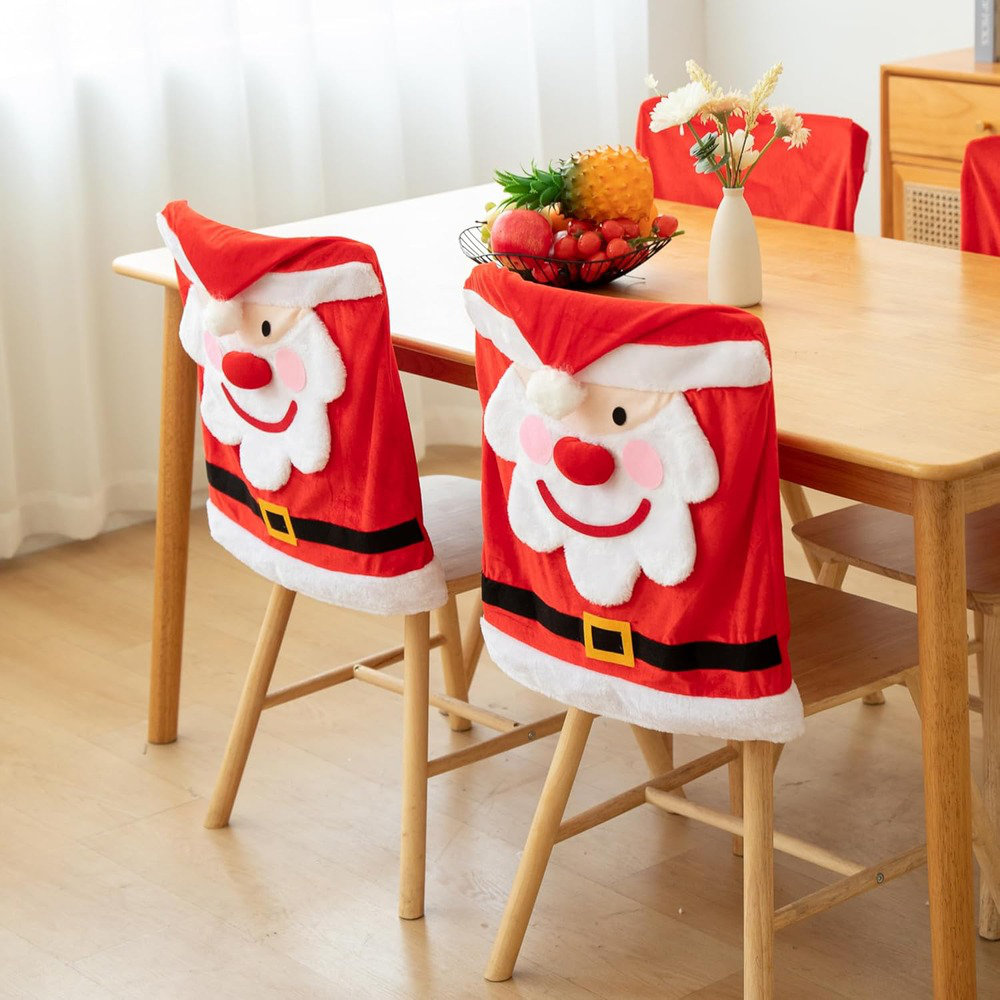 Cozy Oasis Christmas Chair Back Covers Set Of 4,Santa Claus Dining ...