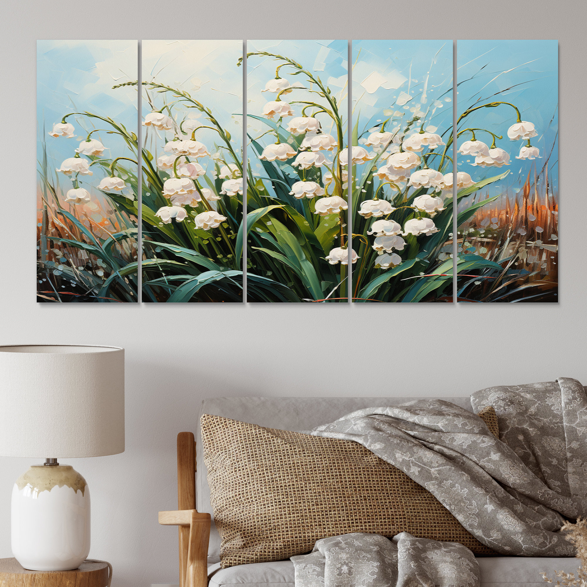 Red Barrel Studio® White Snowdrop Symphony III On Canvas 5 Pieces Print ...