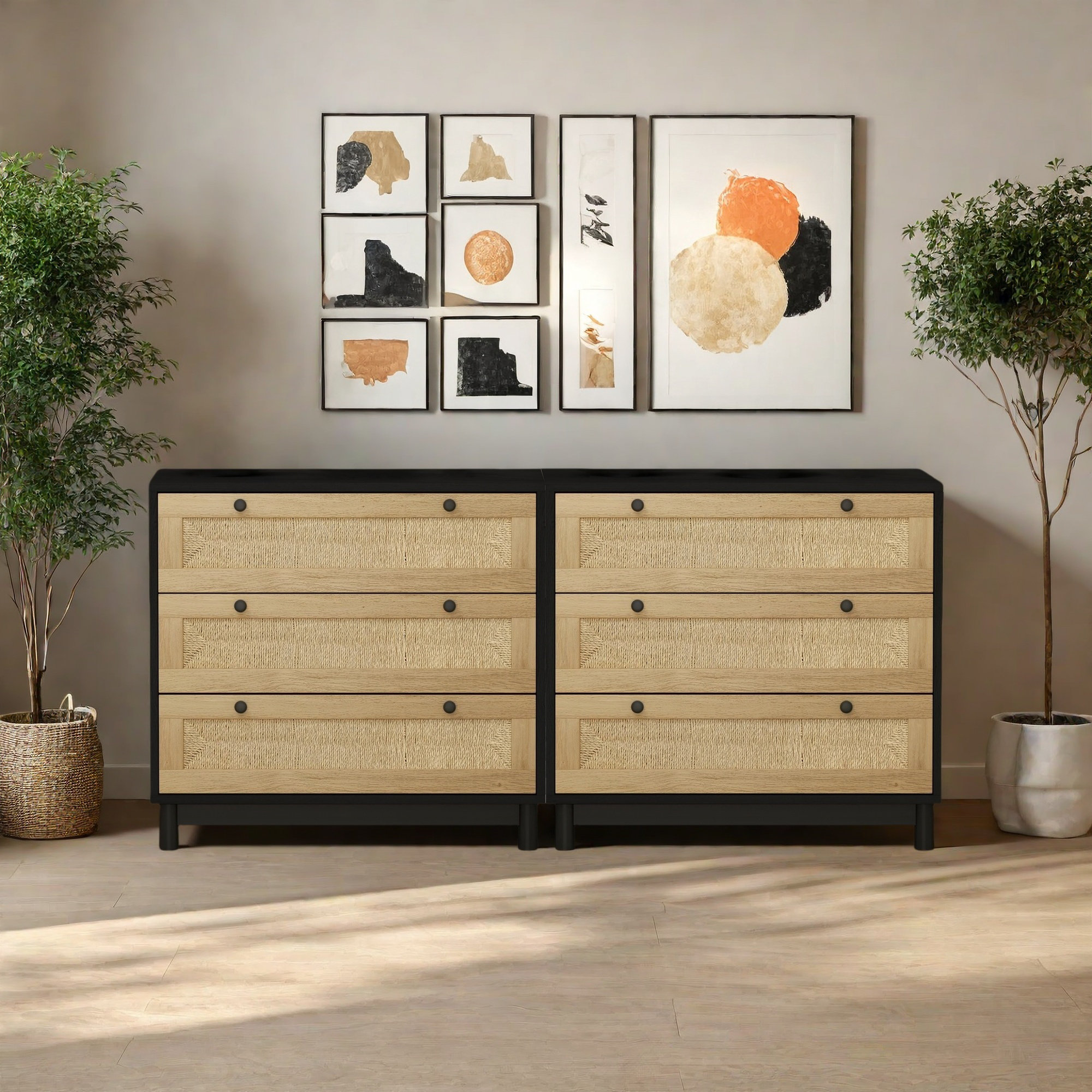 Bay Isle Home™ 3-Drawers Storage Cabinet Rope Woven Drawer (Set Of 2 ...