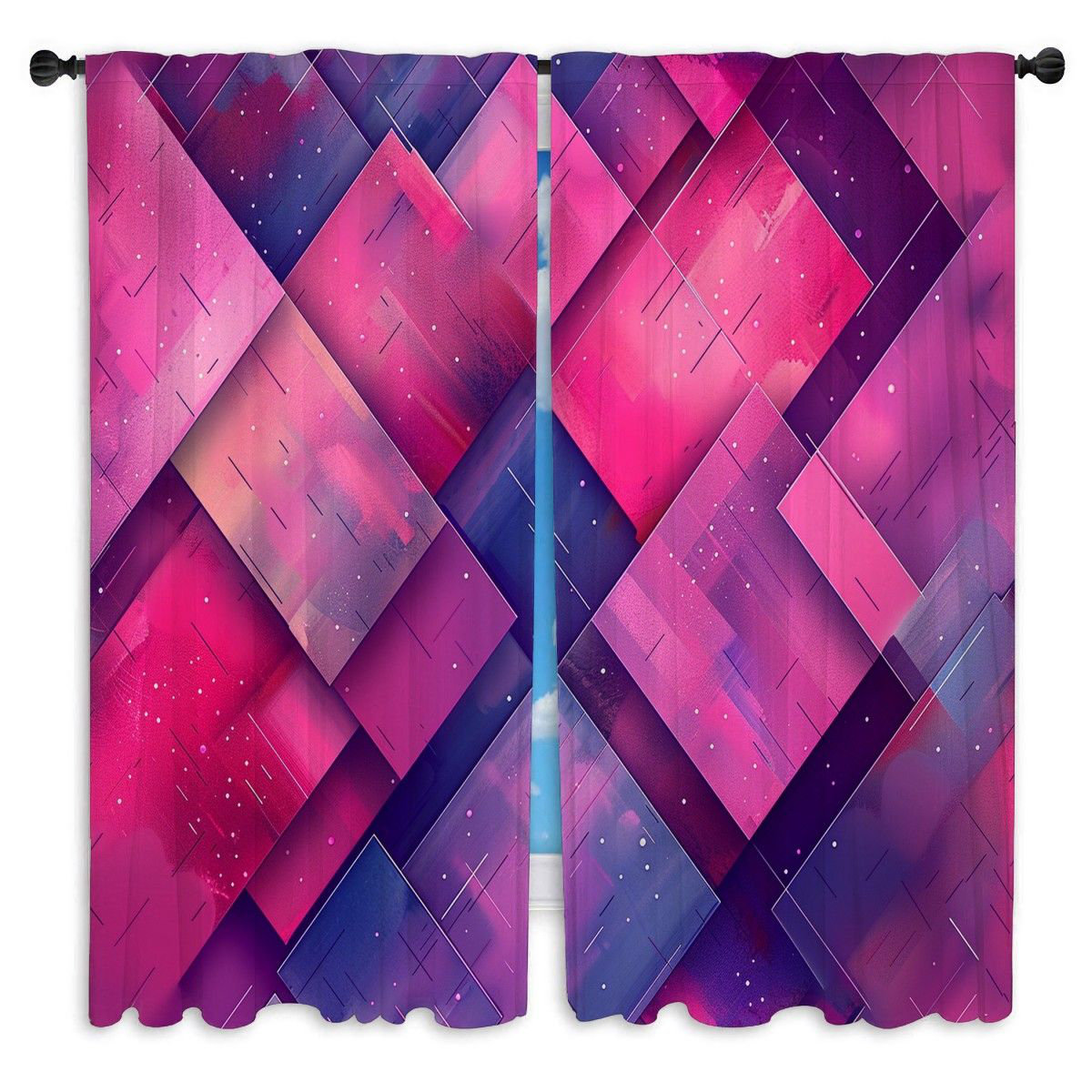 East Urban Home Abstract Geometry Window Curtains Art Geometric Shapes ...