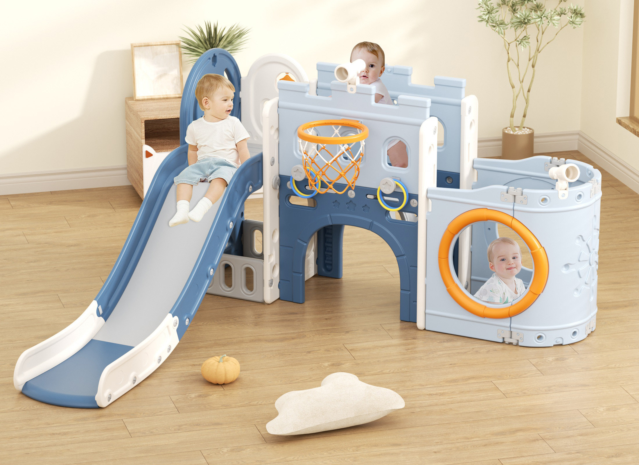GLAF 10 In 1 Toddler Slide, Pirate-Ship-Themed Kids Slide Indoor ...