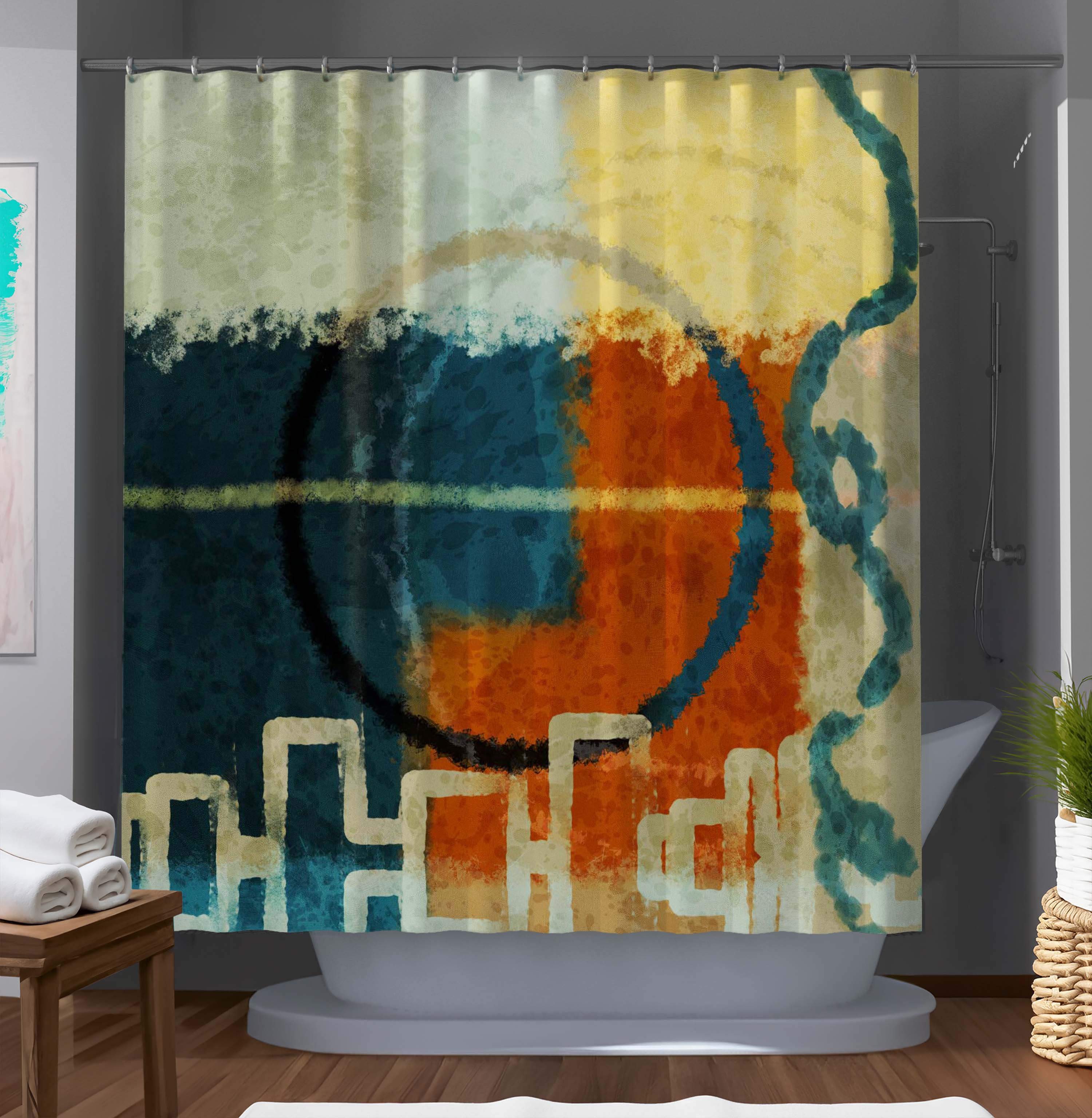 East Urban Home Beckstead Abstract Shower Curtain | Wayfair
