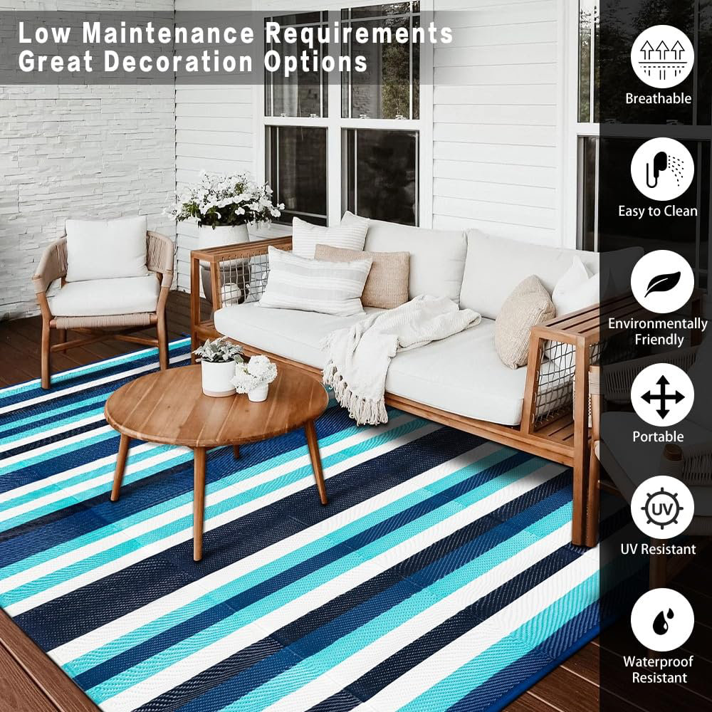 hongzhi Outdoor Waterproof Rug 6'X9' Plastic Straw Rugs Washable ...