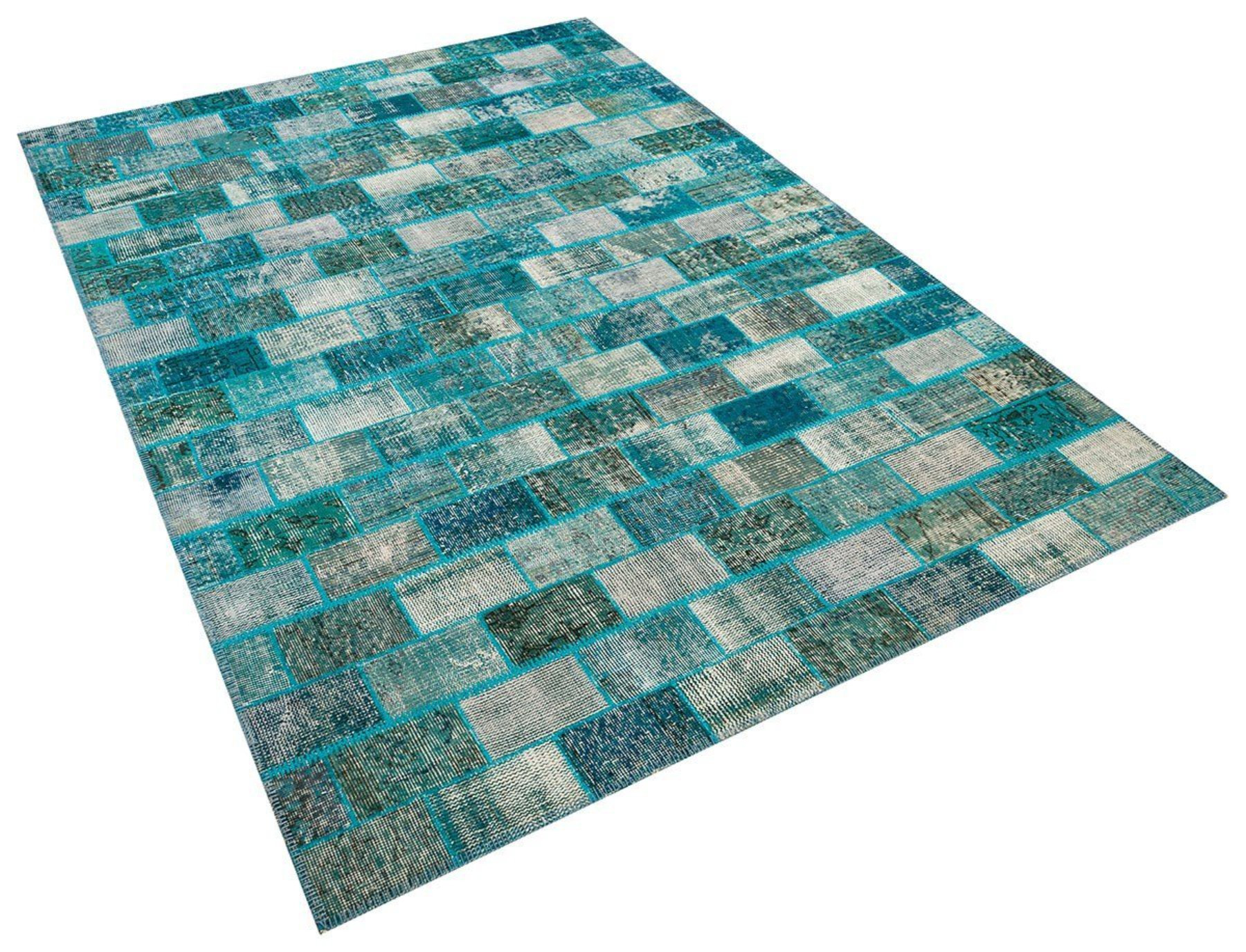 Isabelline Modern Kabishayan Handmade Turquoise Area Rug | Wayfair