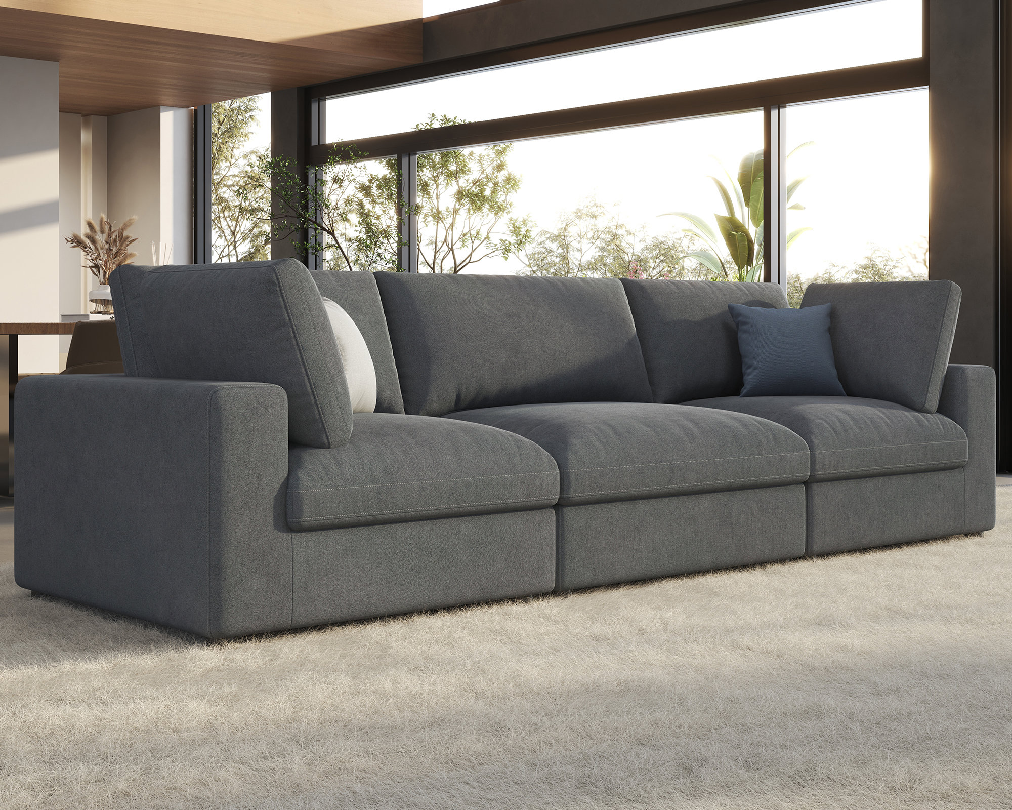 Latitude Run® Modechai Sectional Sofa, 114 Inches Down Filled Sectional ...