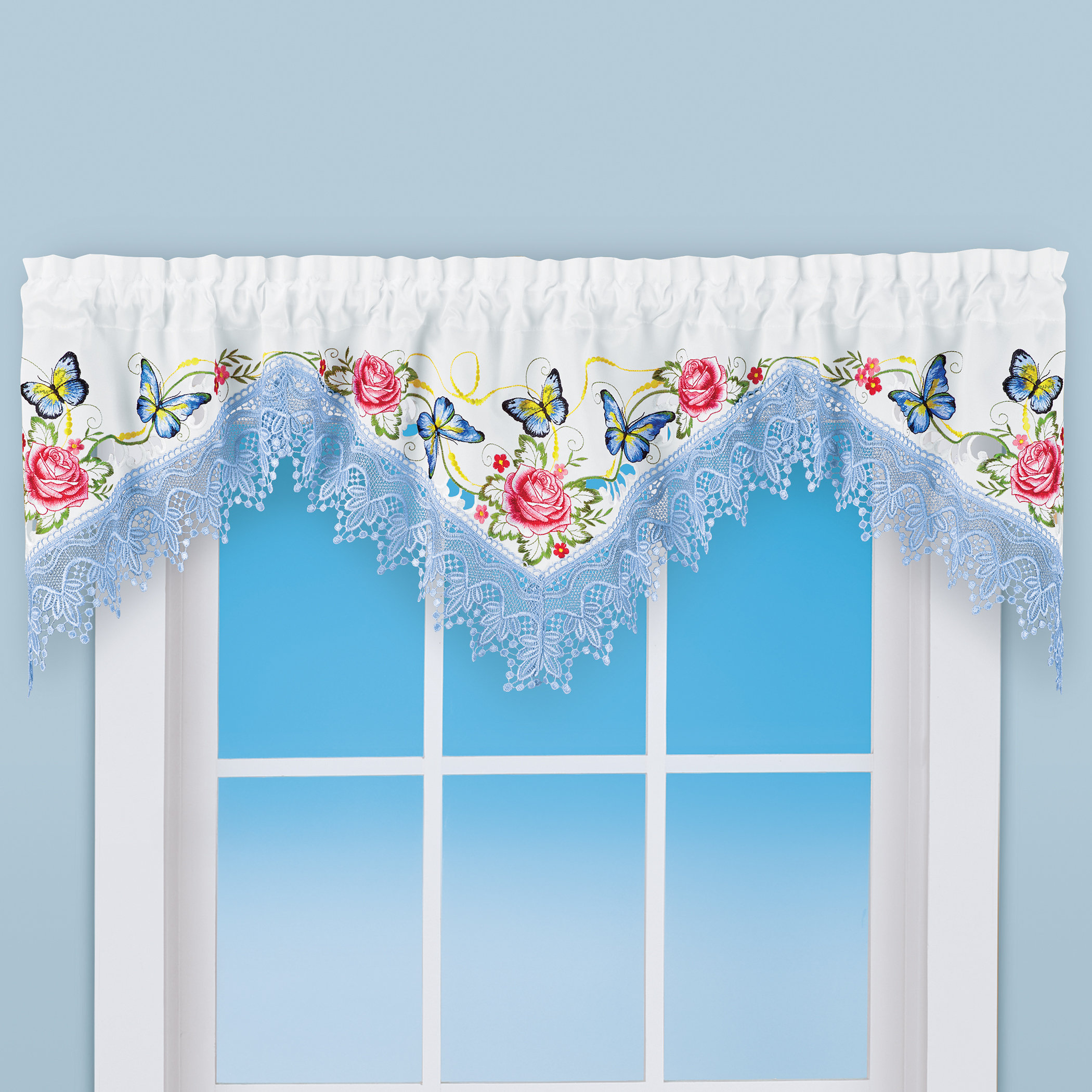 Lark Manor™ Barrus Vibrant Rose Lace Valance | Wayfair