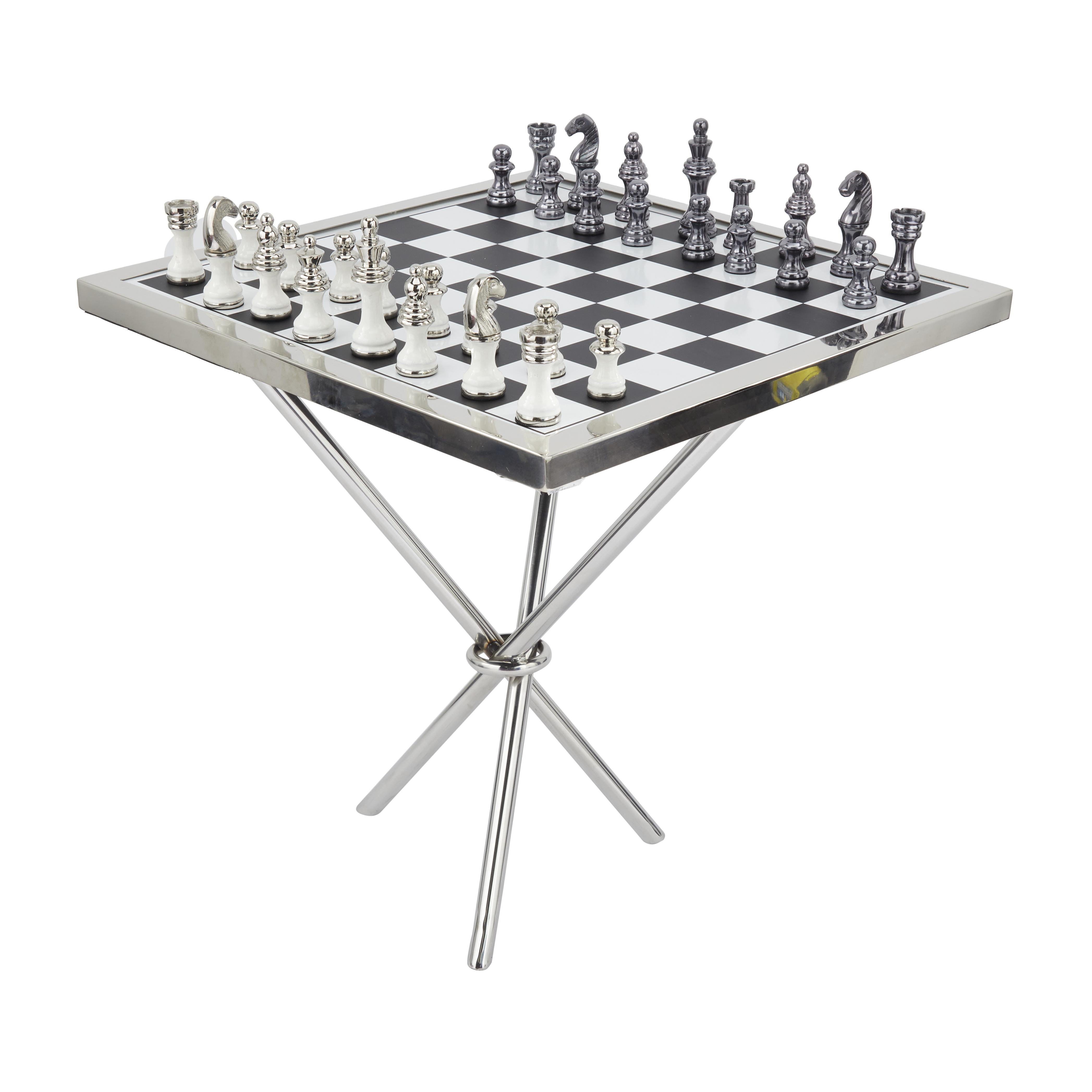 Cole & Grey Aluminum Metal Table Chess Decor Game Set & Reviews | Wayfair