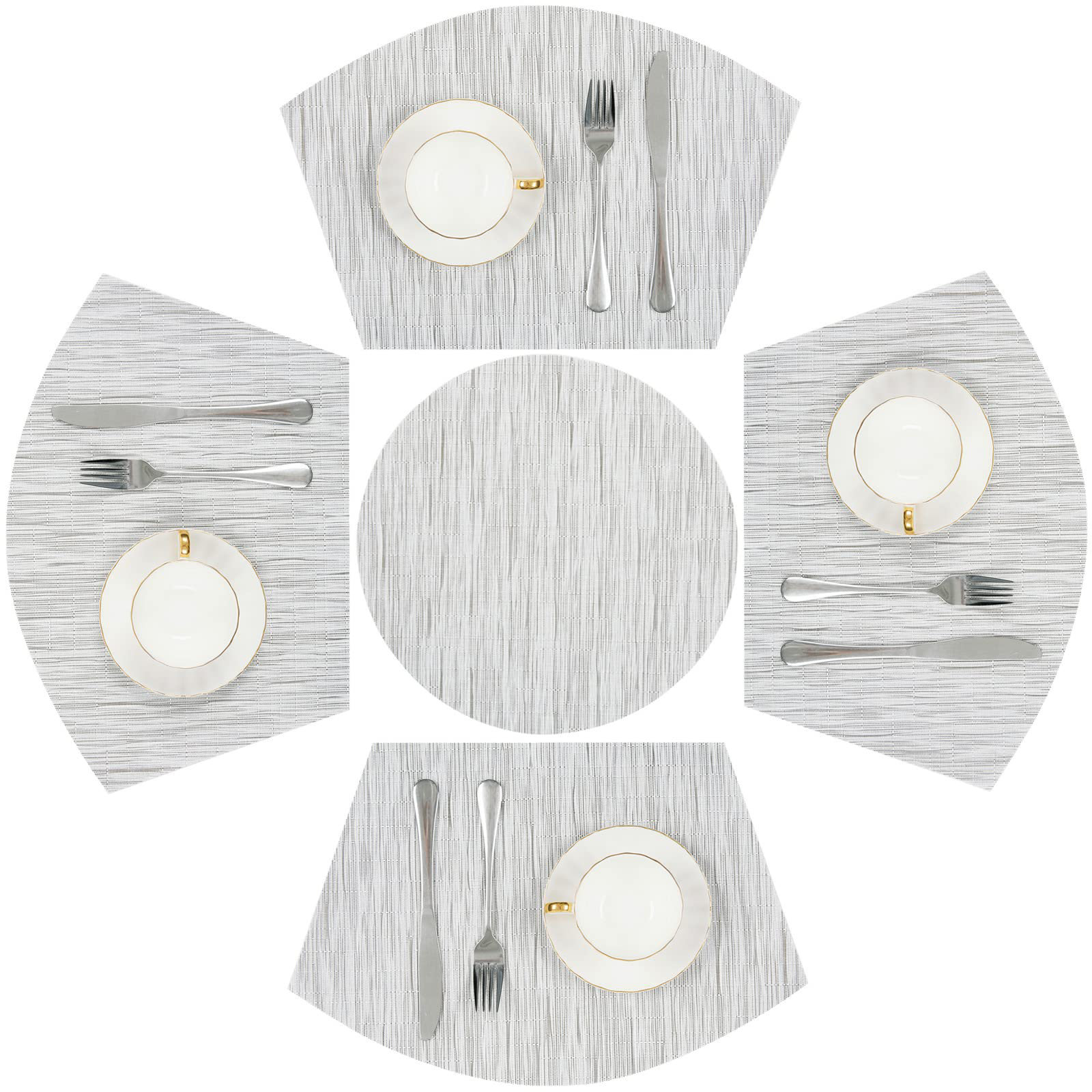 X－MAX FURNITURE Round Table Placemats Set Of 5 Wedge Shaped Place Mat ...