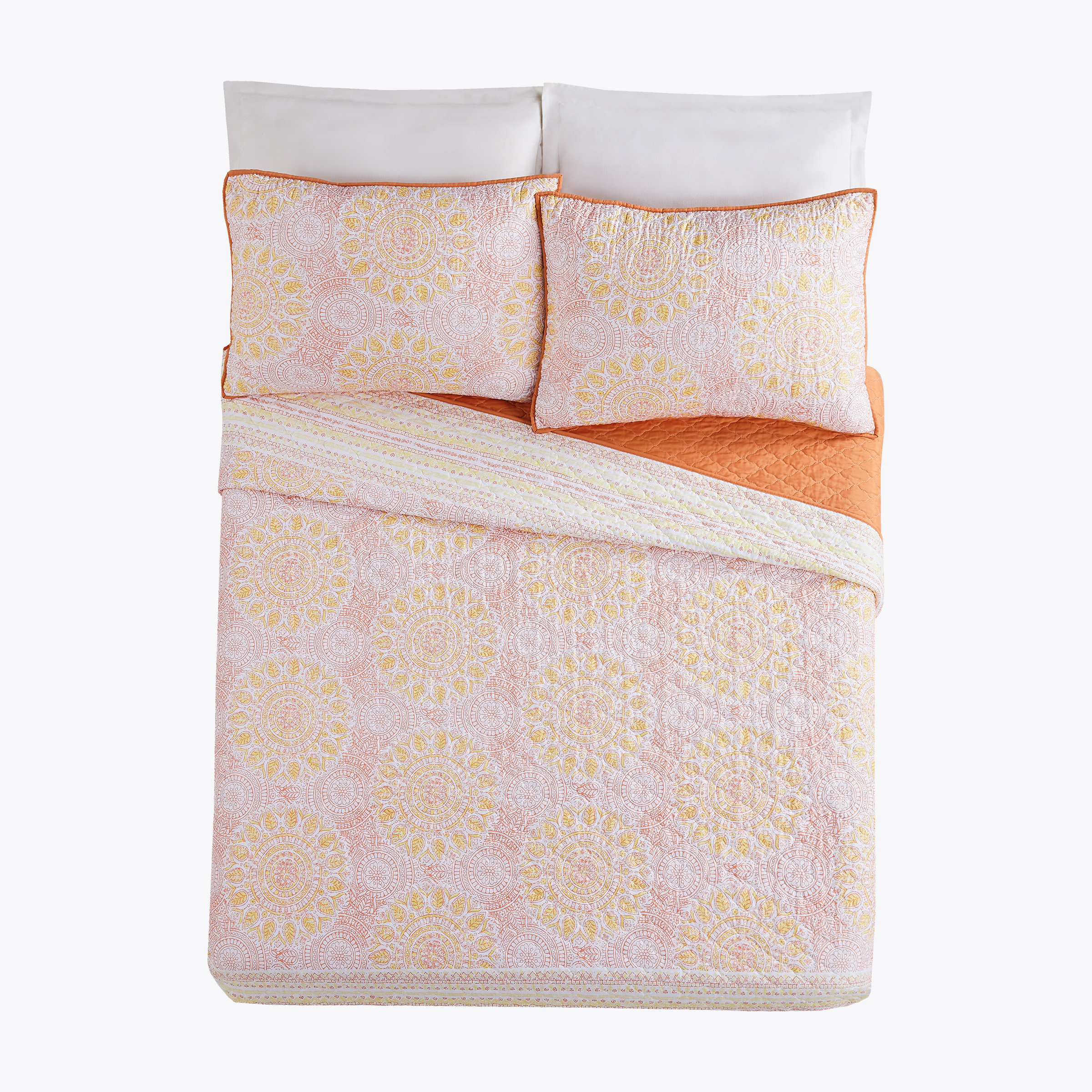 Jessica Simpson Home Jessica Simpson Orange Medallion Reversible Quilt ...