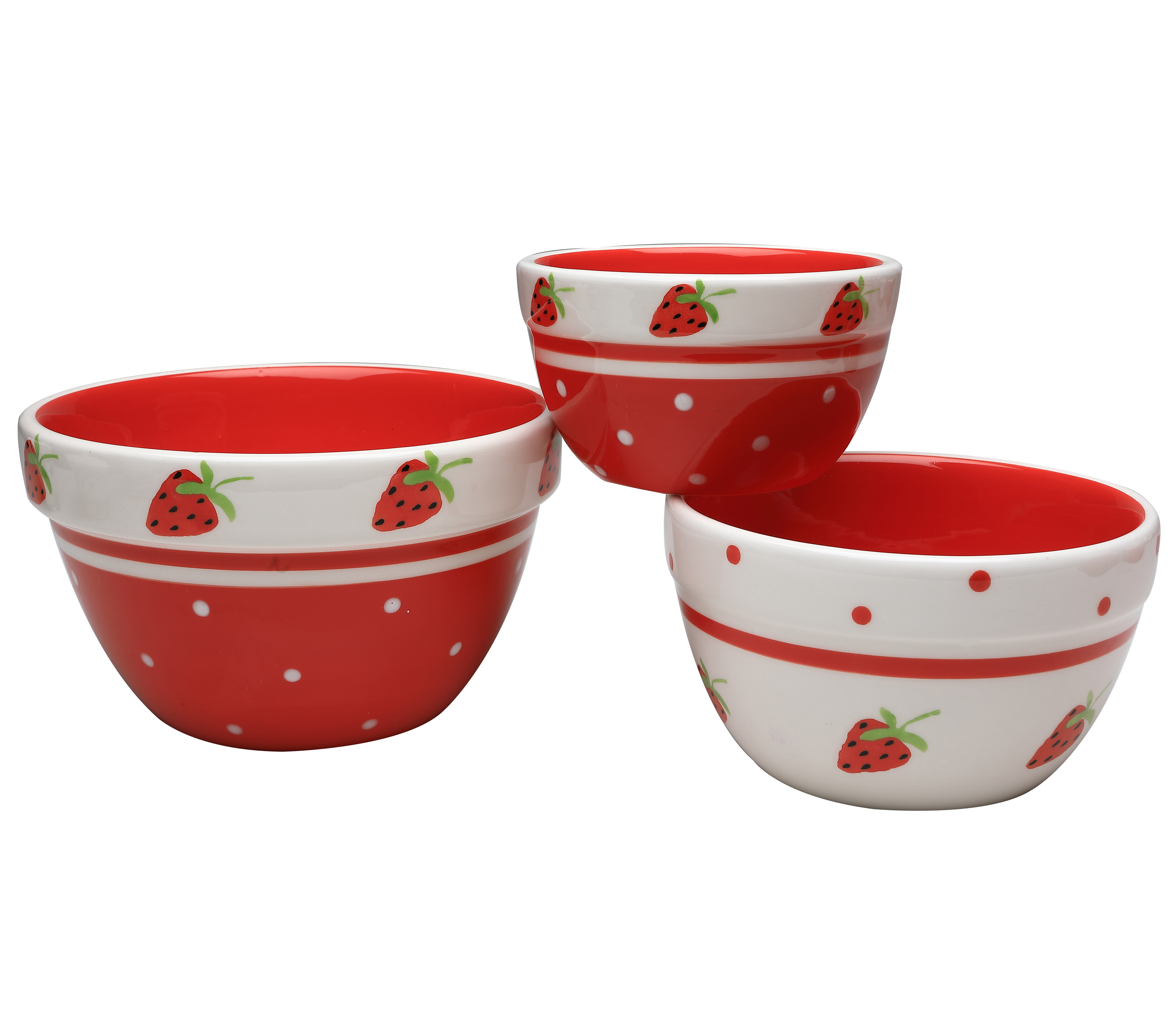 Grace's Tea Ware Hand Painted Nested 3 Piece Ceramic Mixing Bowl Set ...