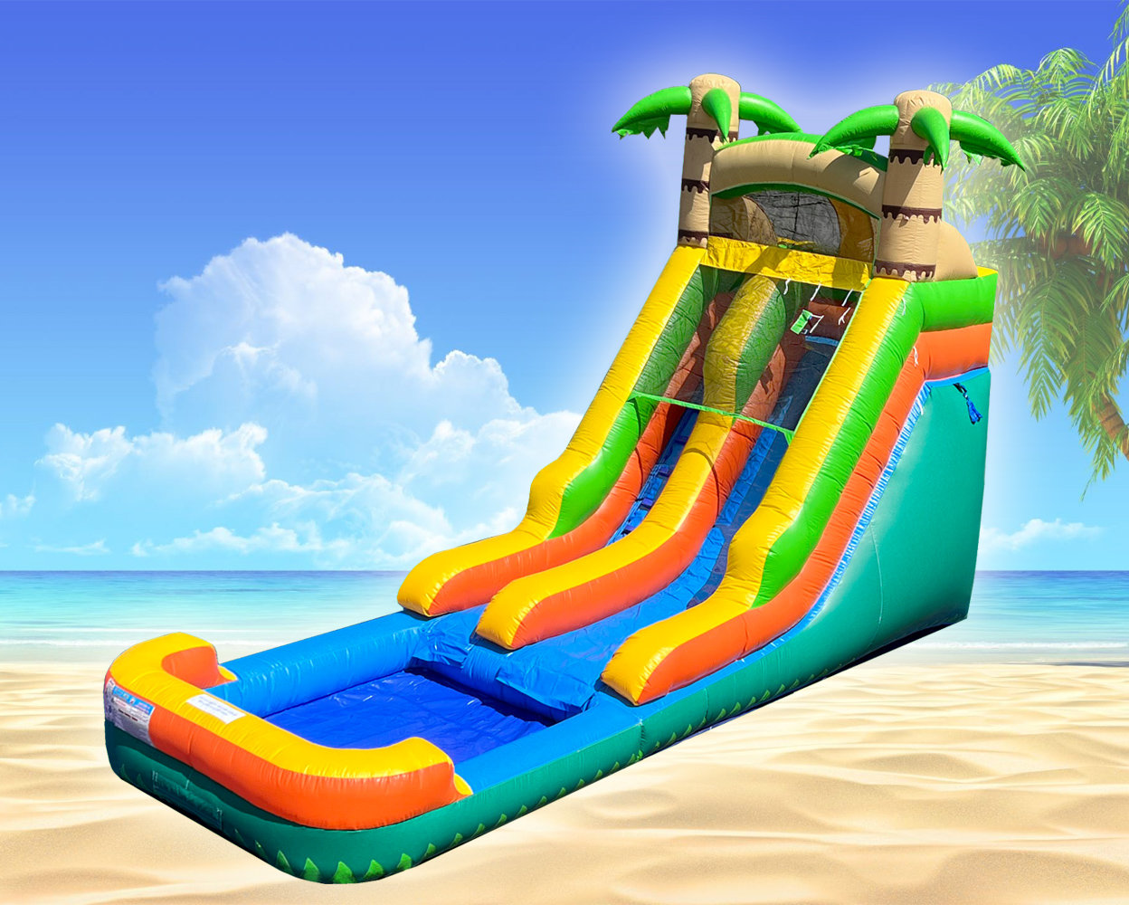 Jingo Jump 16' H x 25' L Inflatable Tropical Water Slide and Air Blower ...