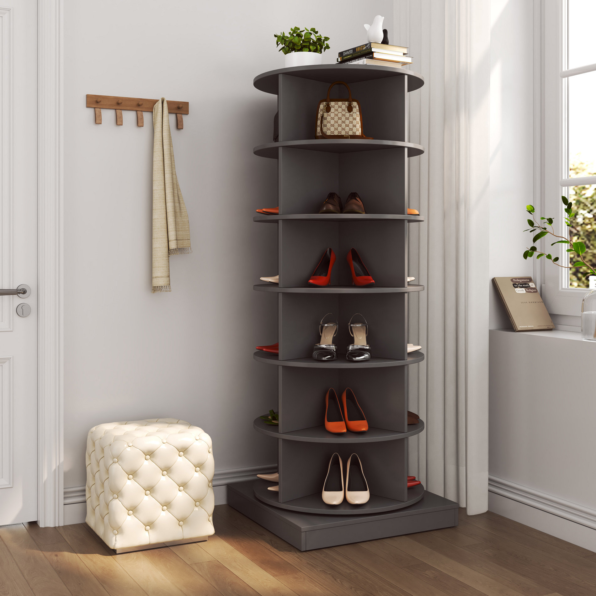 Rebrilliant 360 Rotating Shoe Cabinet 6 Layers | Wayfair