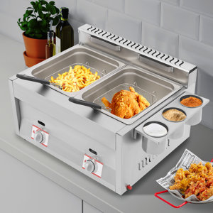 YXSUN 12 Liter Dual Tanks Commercial Stainless Steel Deep Fryer ...