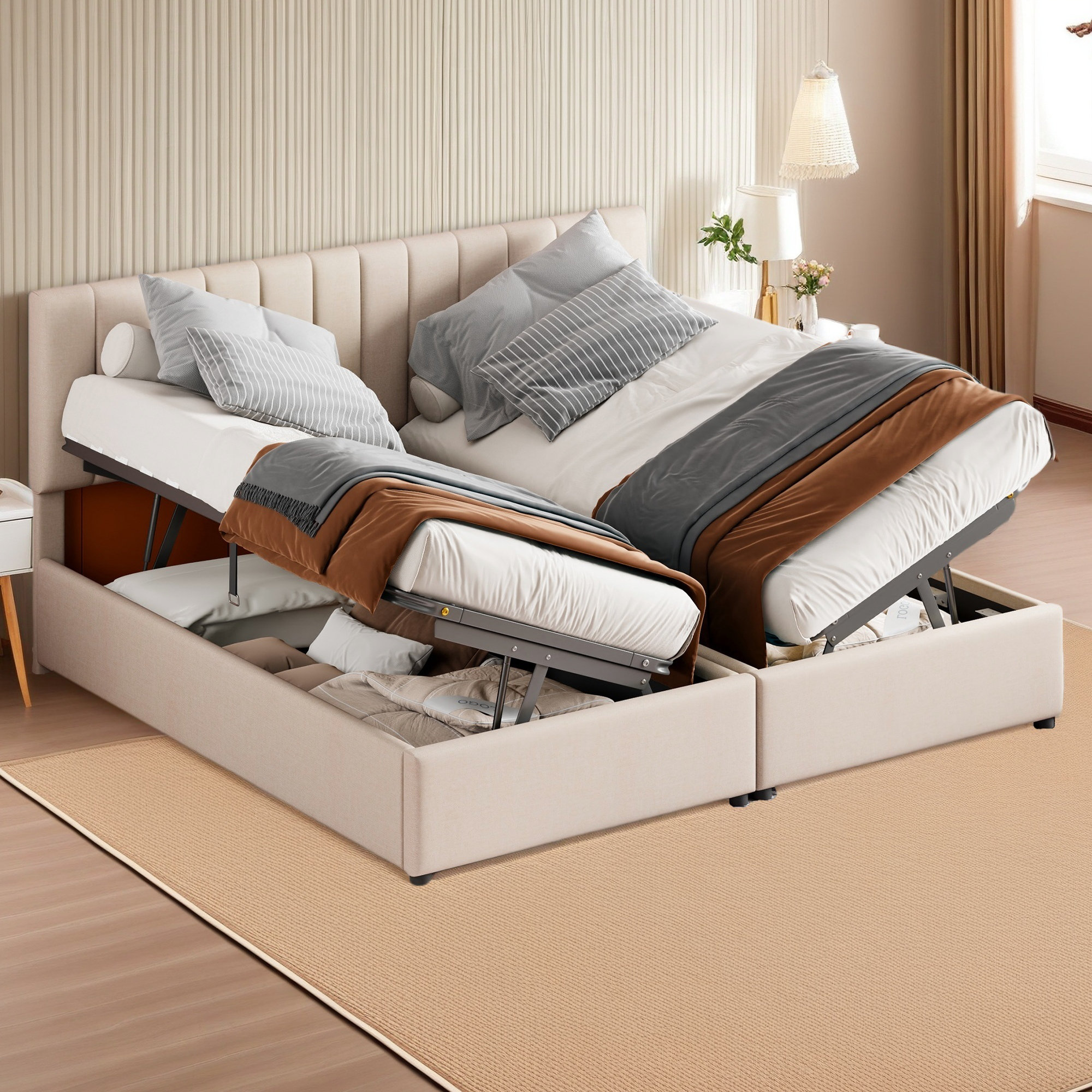 Latitude Run® King Size Upholstered Platform Bed With A Hydraulic ...