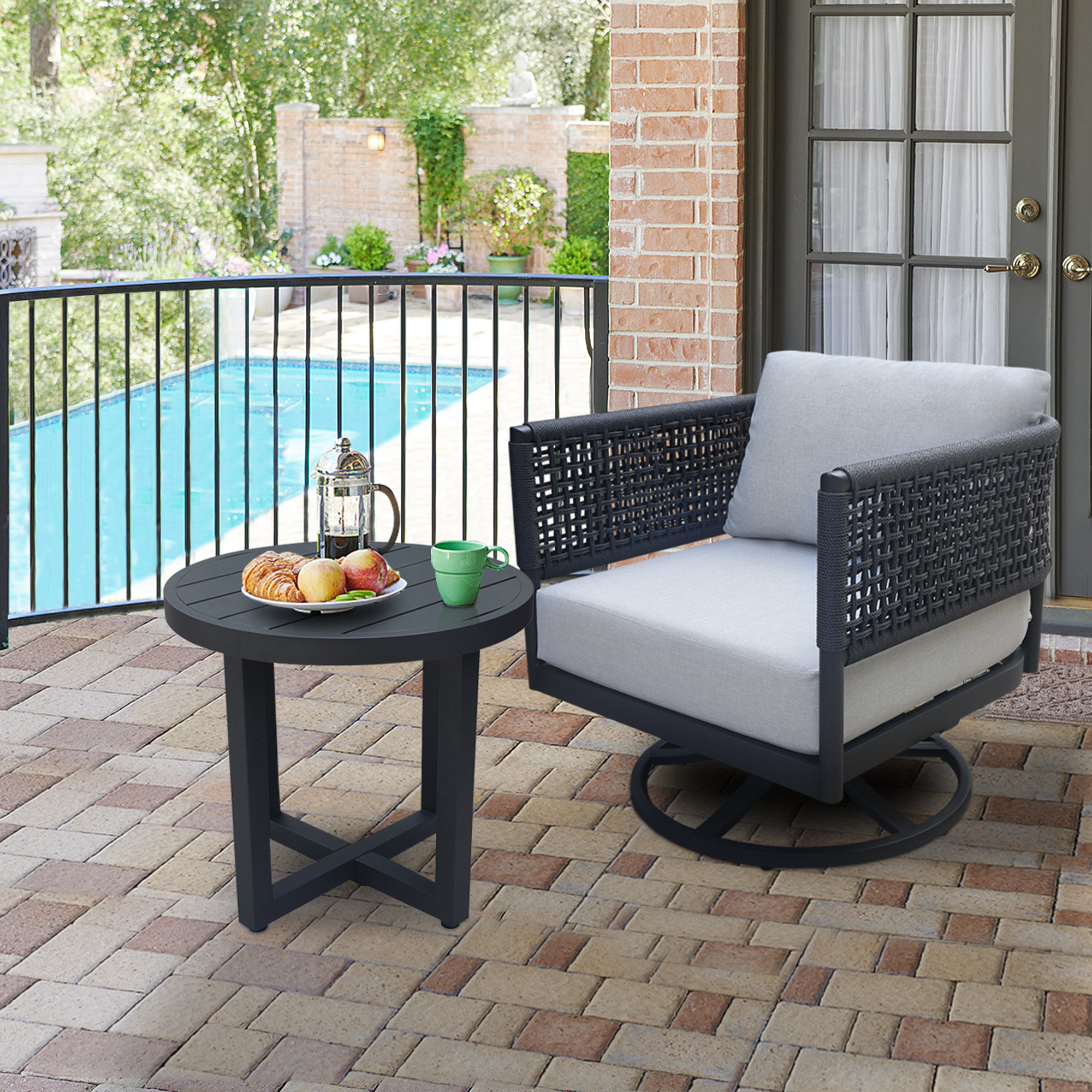 International Concepts Olympic Swivel Lounge Chair with End Table | Wayfair