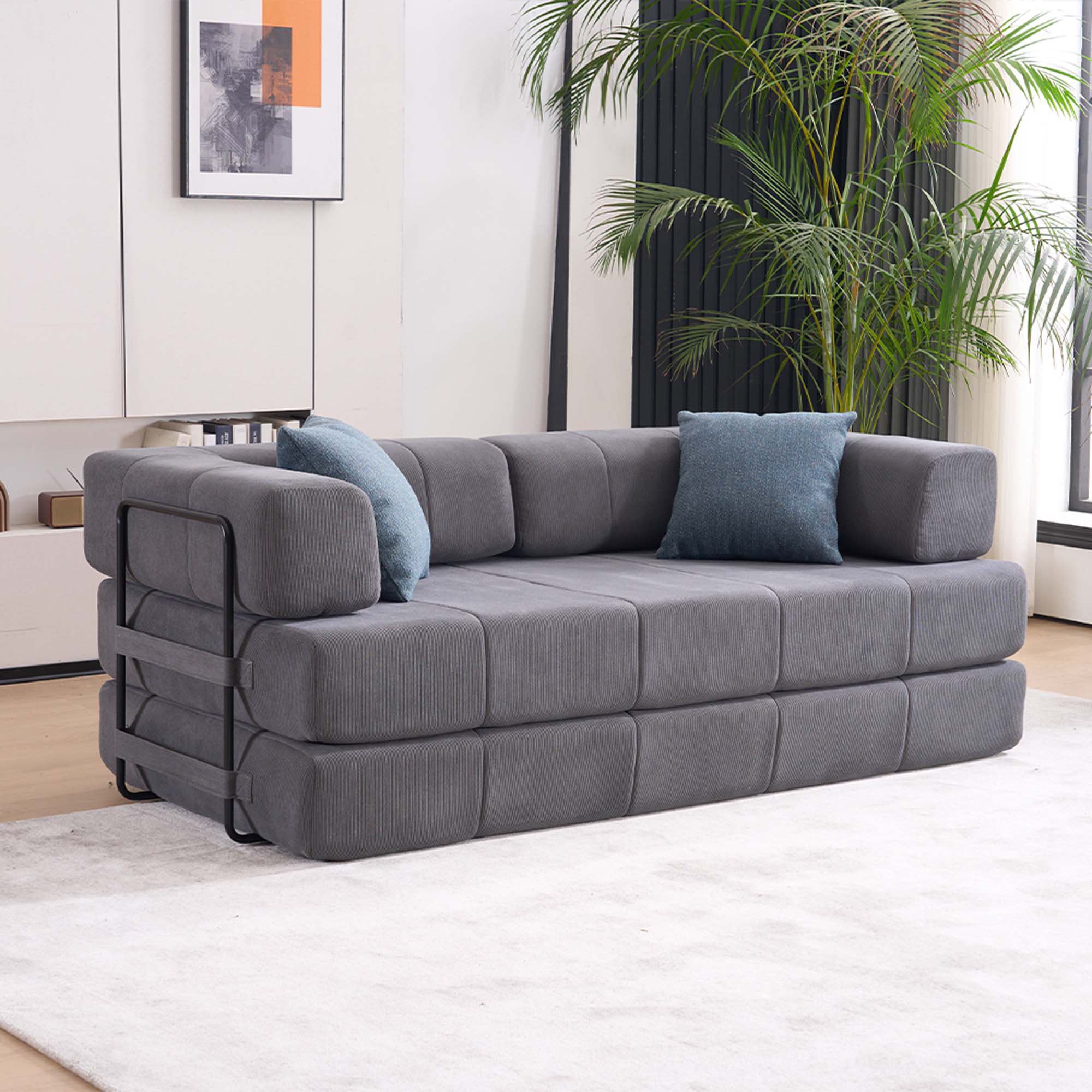 Latitude Run® Folding Sofa Bed, 78.5" Convertible Couch Bed With 2 ...