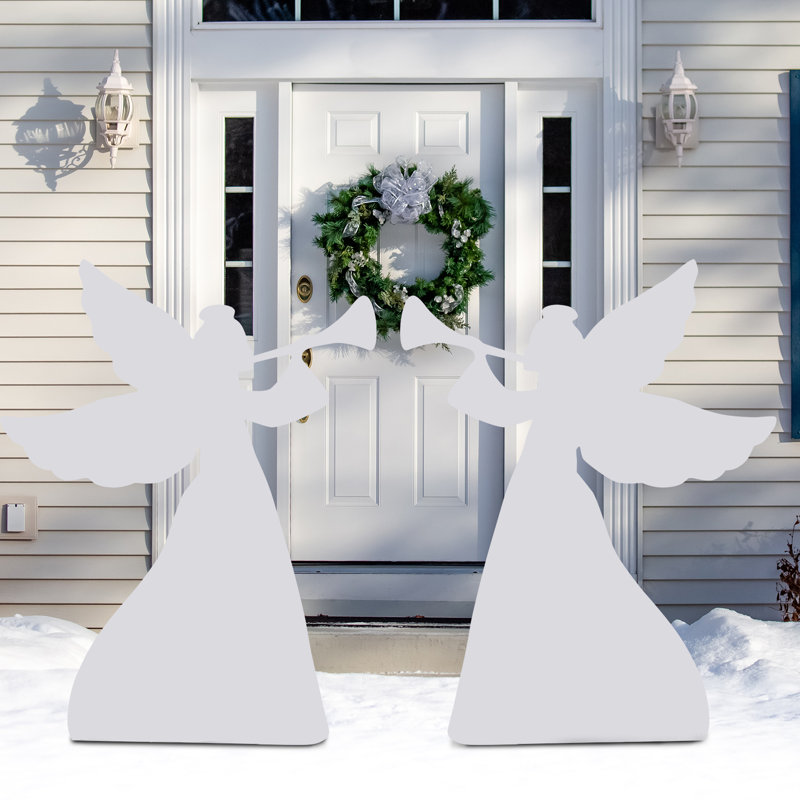 The Holiday Aisle® Jacgueline 36in White PVC Angel Garden Angel ...
