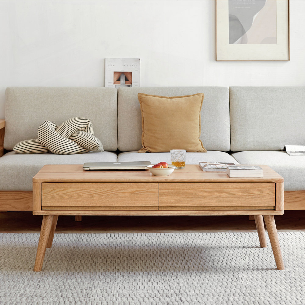 Corrigan Studio Solid Oak Wood Top Plate Desk Coffee Table - Wayfair Canada