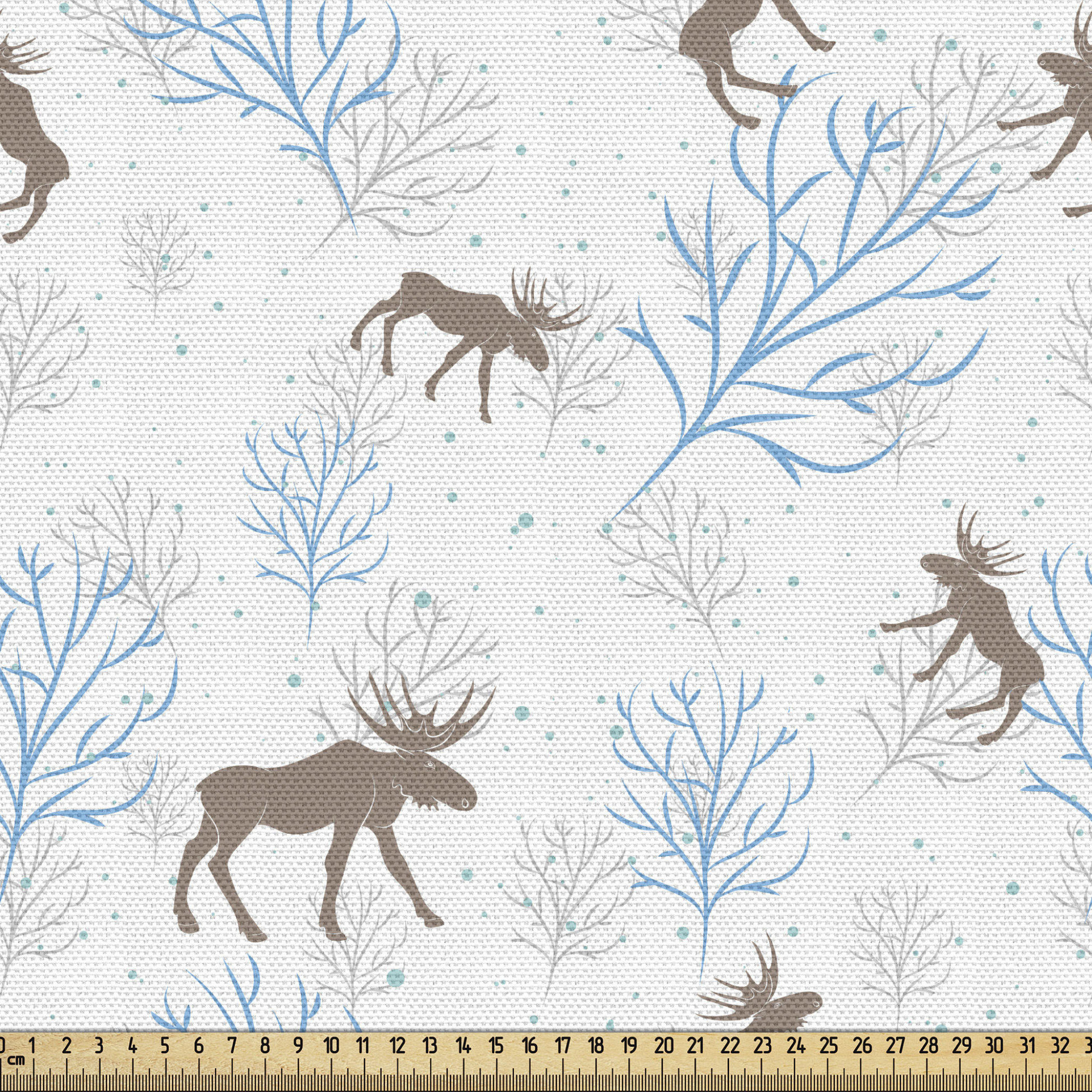 East Urban Home fab_22291_Moose Fabric By The Yard, Winter Forest Retro ...
