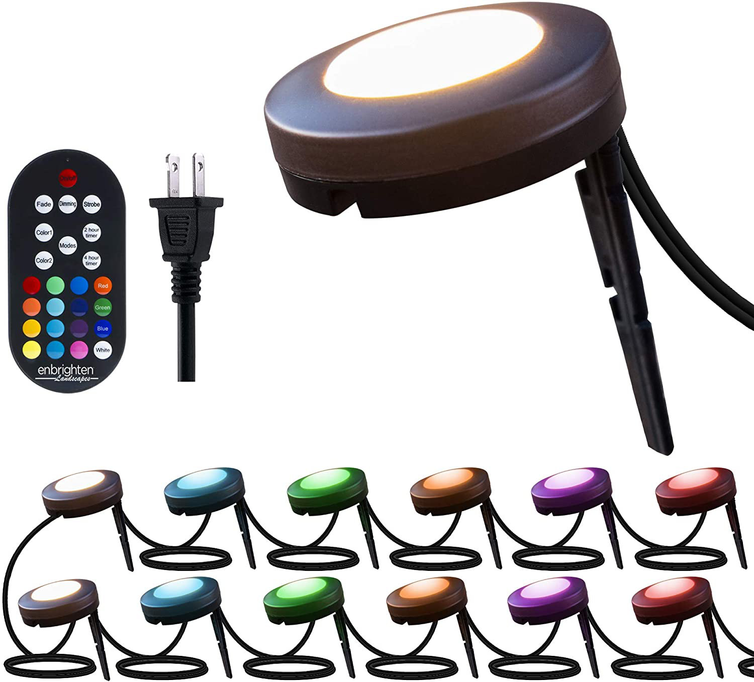 Enbrighten LED Color-Changing Landscape Lights, 40ft., 6 Pucks ...