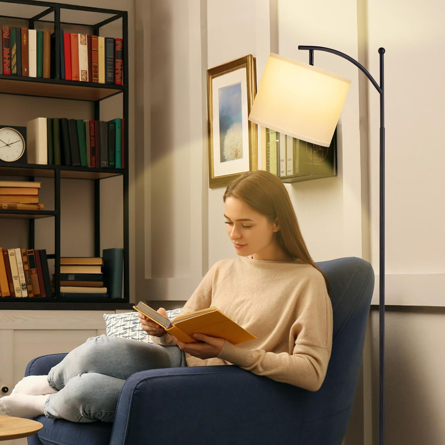 George Oliver Adjustable Floor Lamp With 3 Color Temperatures, Rotating ...