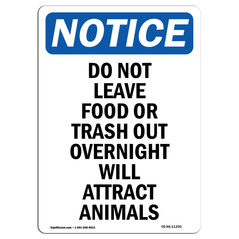 SignMission Osha Notice - Do Not Leave Food or Trash Out Sign | Wayfair