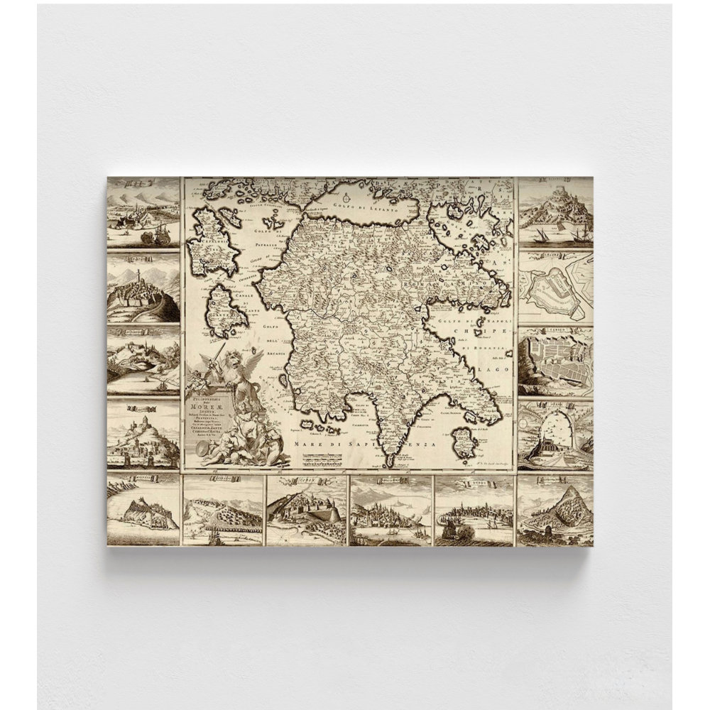 WeFrameArt Greece And Peloponnesian, Antique Map Of Greece, Old Greek ...