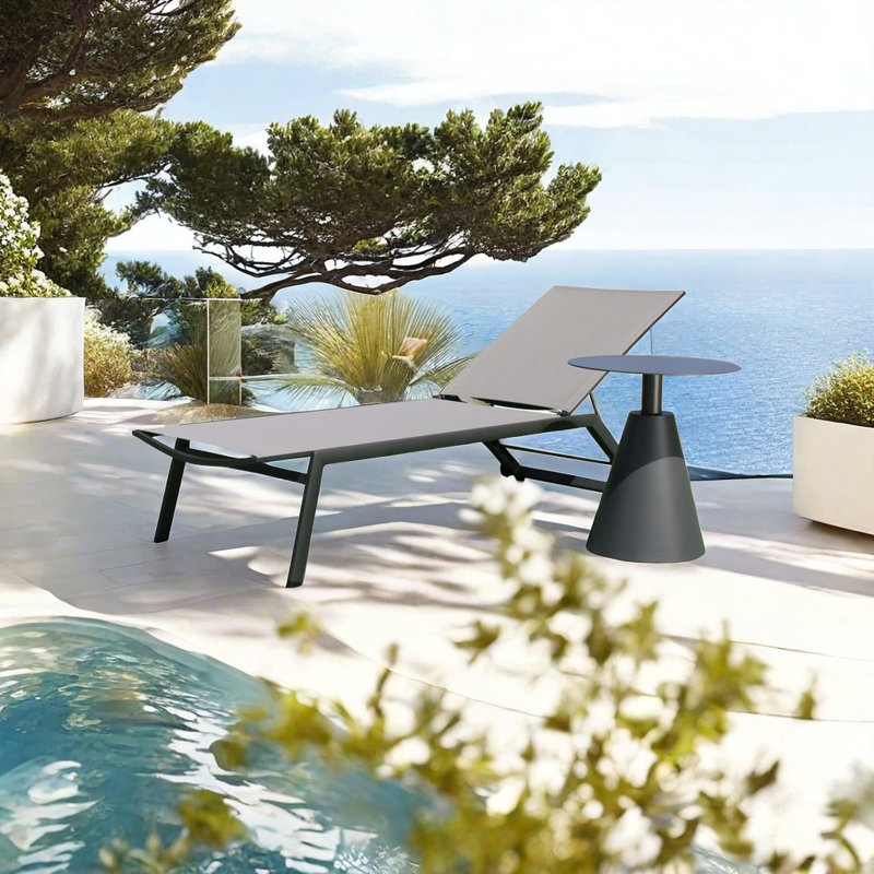 Elegance Furnishings Outdoor Aluminium Alloy Chaise Lounge Set with ...