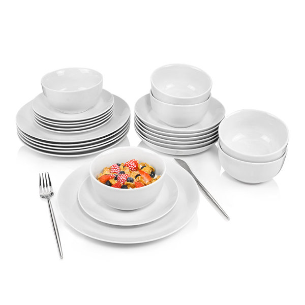 Brayden Studio Brandine 24 Piece Bone China Dinnerware Set, Service for ...