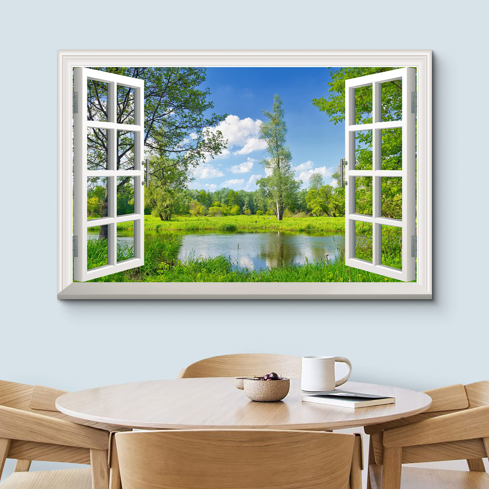 IDEA4WALL Window Scenery " Window View Of Lake In The Forest Nature ...