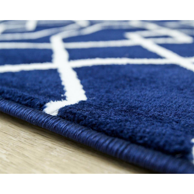 Ebern Designs Friedegund Performance Blue Rug | Wayfair