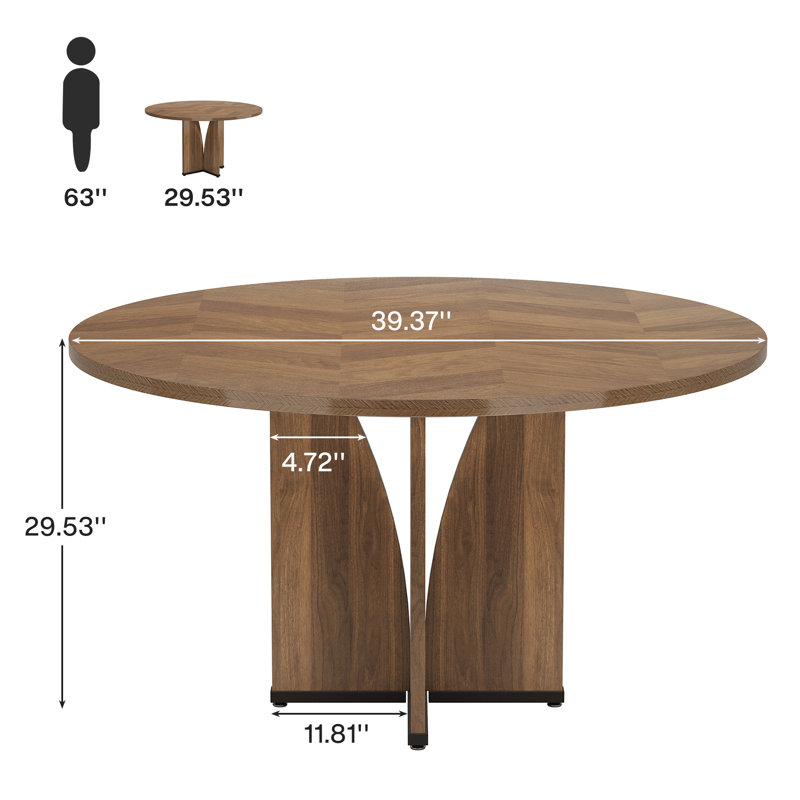George Oliver Crownover 39" Round Conference Table for 4 People, Wooden ...