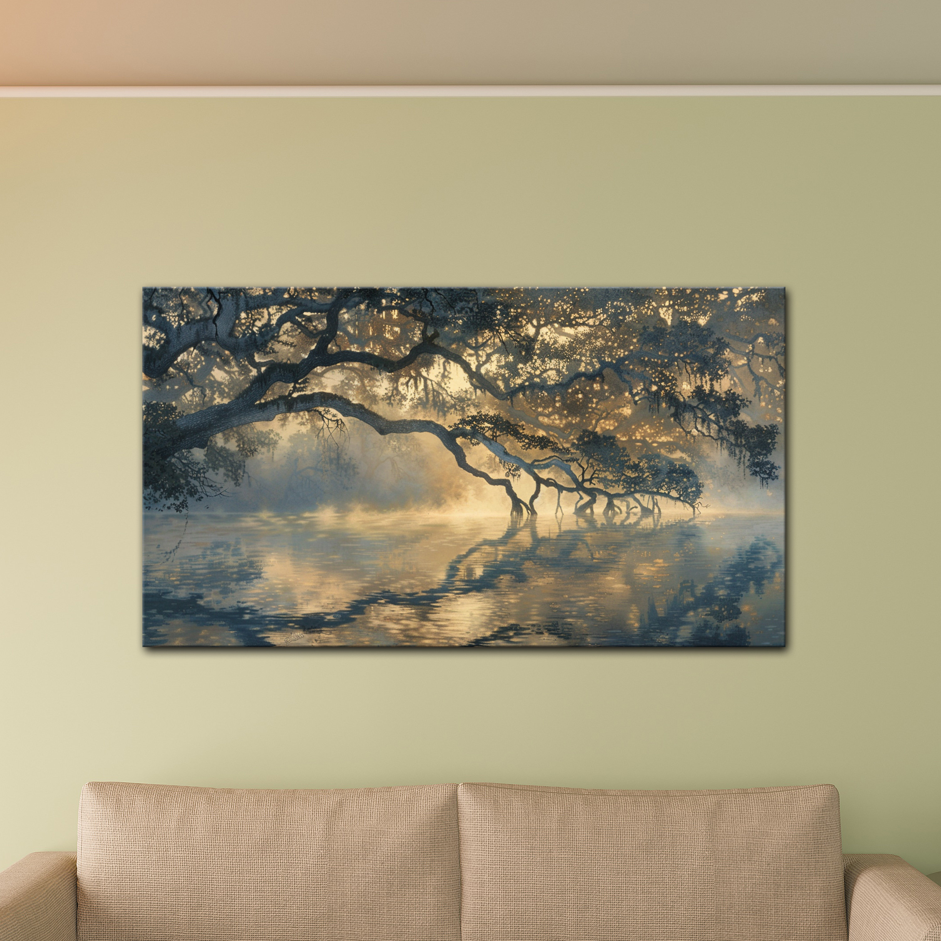 Highland Dunes Morning Mist: Hazy Waters of Ancient Draped Wood by ...