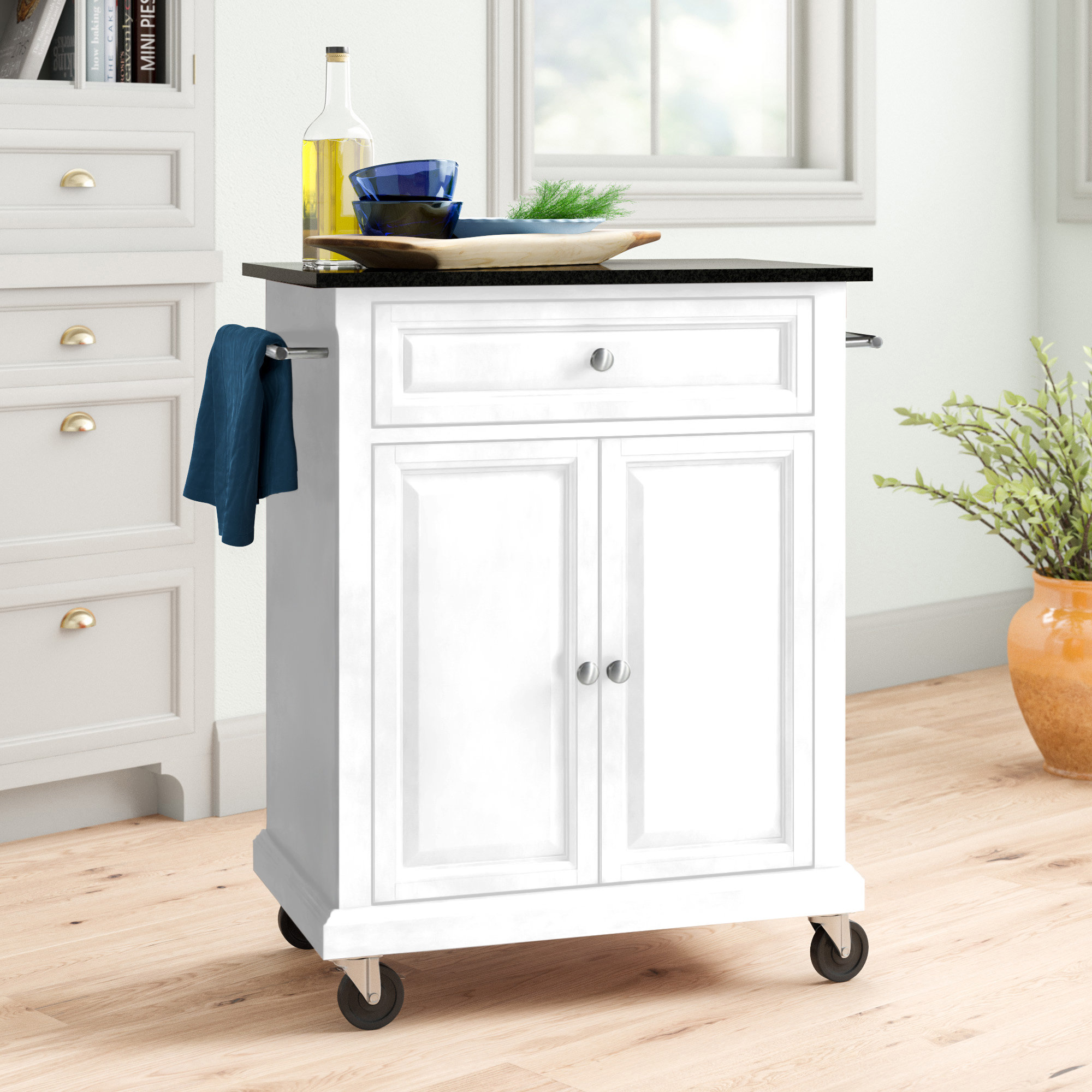 Three Posts™ Hedon Granite Kitchen Cart & Reviews | Wayfair