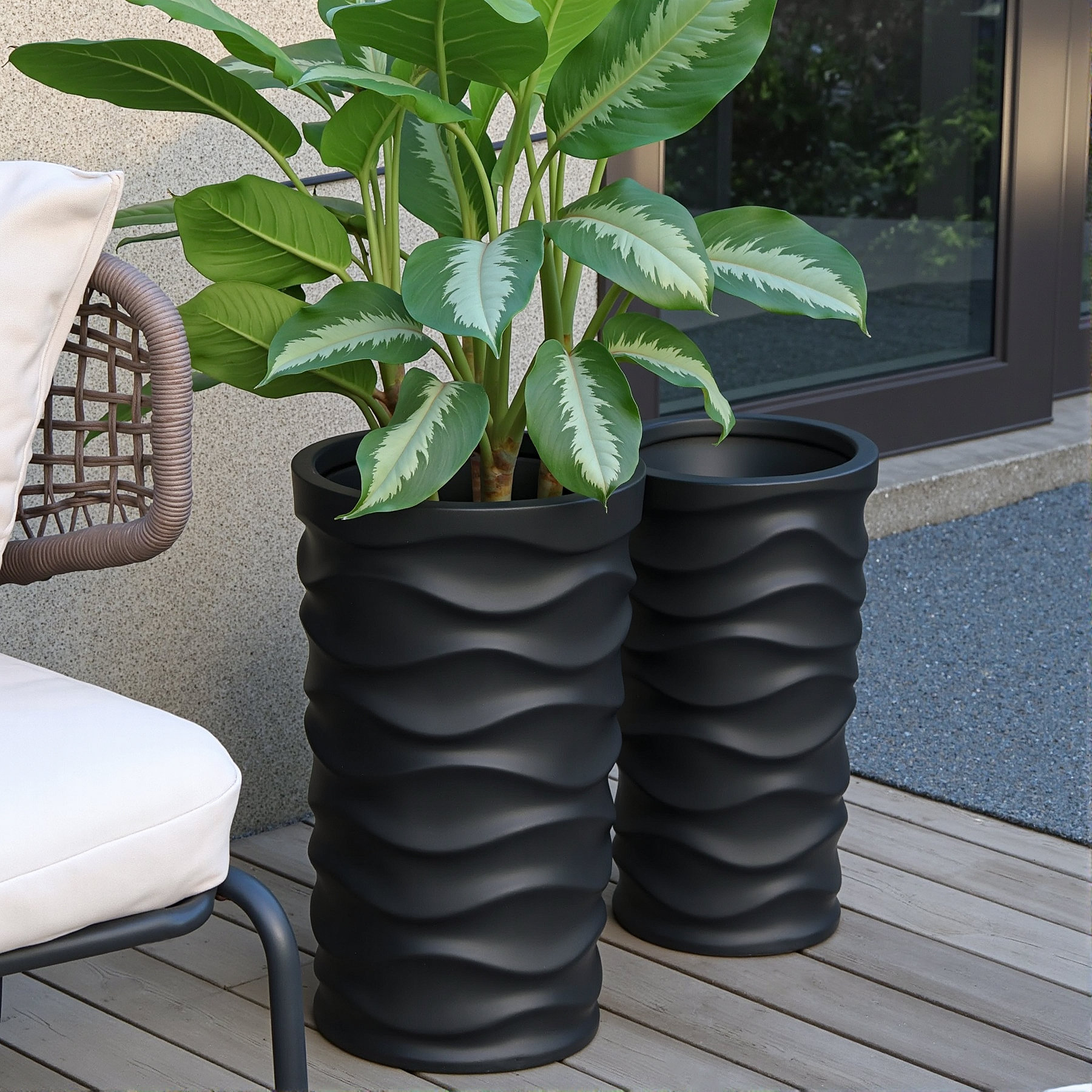 Ivy Bronx Tall Planters Set Of 2, Extra Large Indoor Outdoor Taper ...