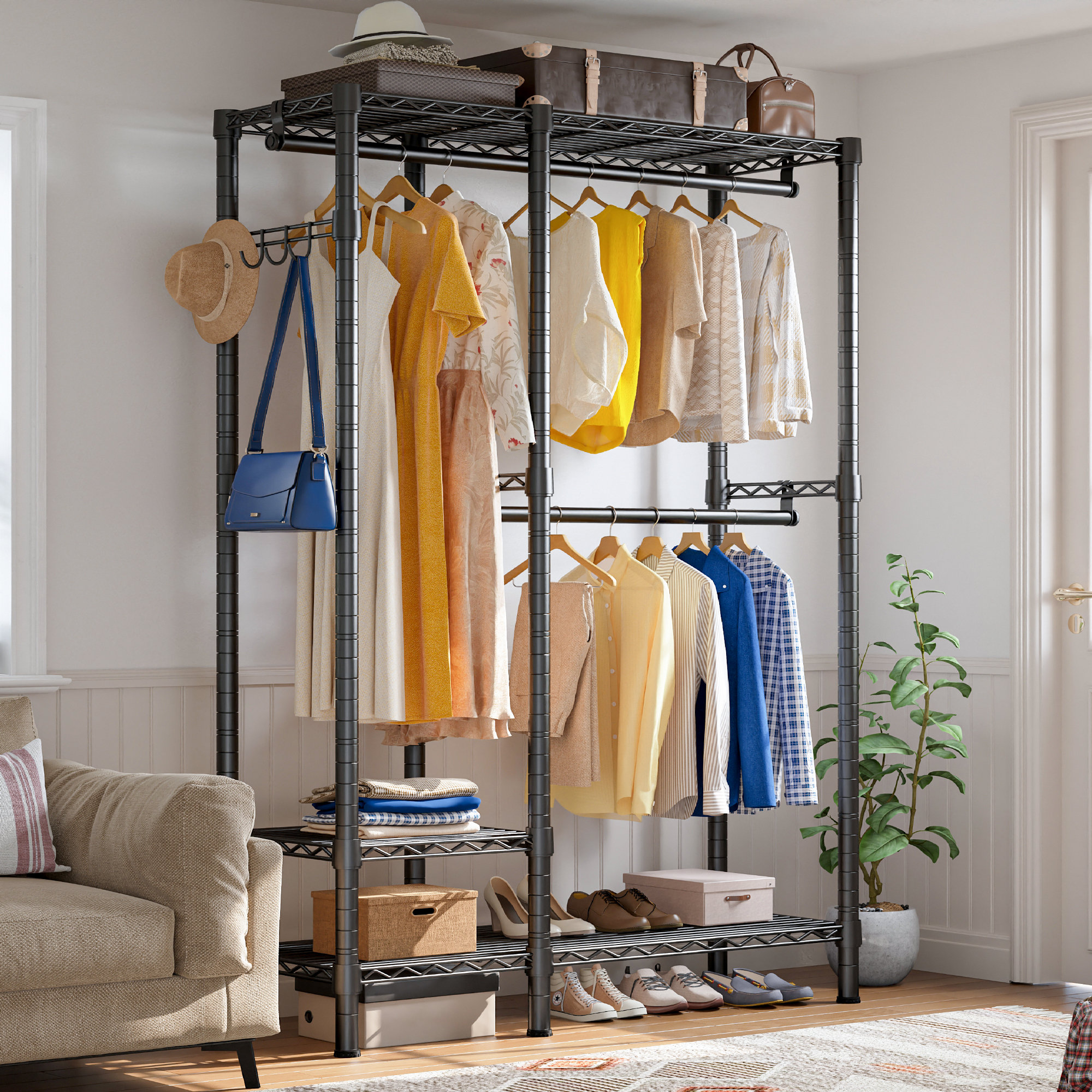 Rebrilliant Mehakh 77"H Heavy-duty Clothes Racks & Garment Racks | Wayfair