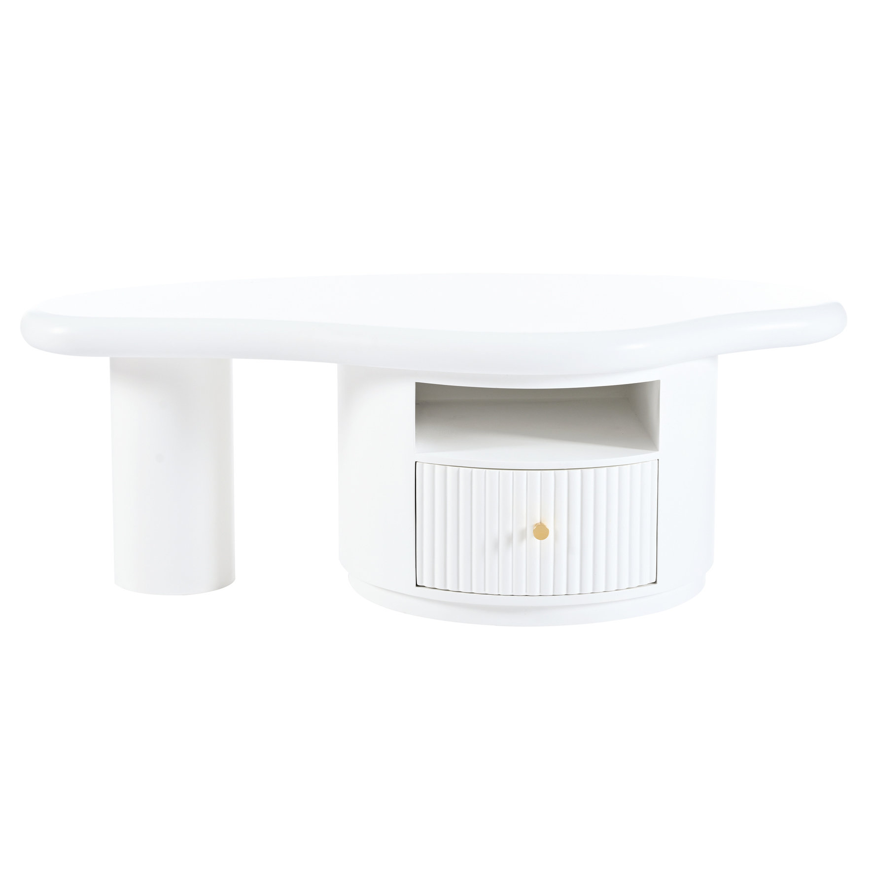 Ivy Bronx Cloud Coffee Table, 1 Drawer And Shelf Design, White , 43.3 ...