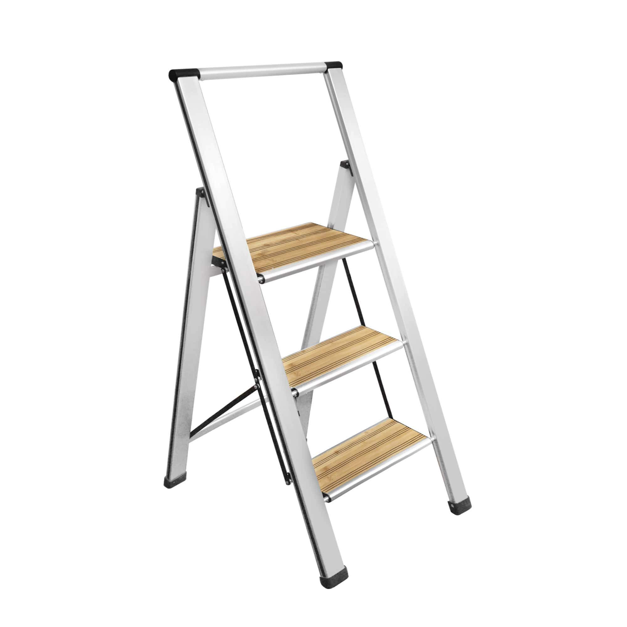 Sorfey Premium 3 Step Modern Bamboo Ladder. Lightweight, Ultra Slim ...