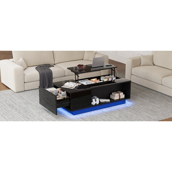 Ivy Bronx Lift Top Coffee Table, Wooden Center Table With Charging ...