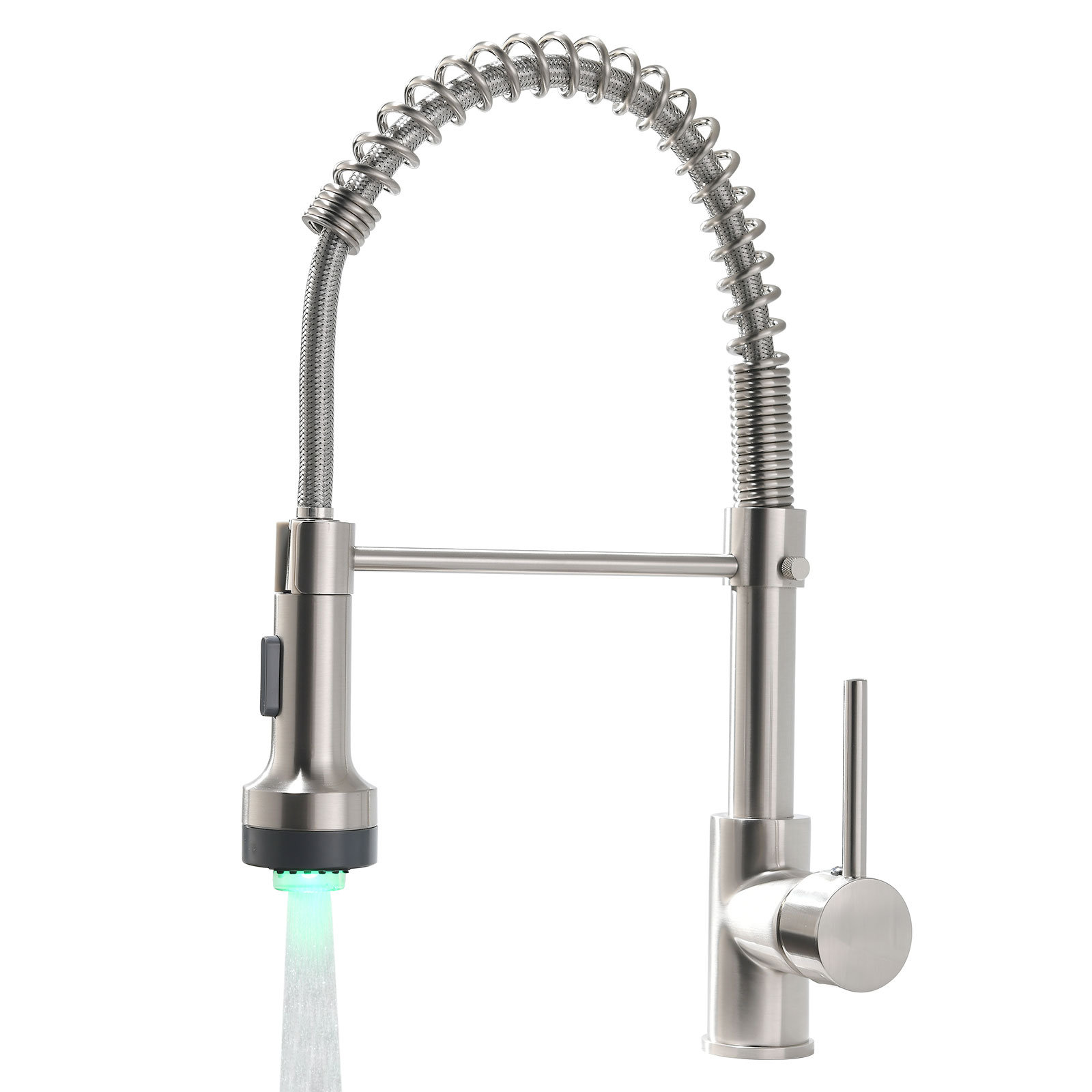 FLG LED Kitchen Sink Faucets With Pull Down Sprayer Brass Brushed ...
